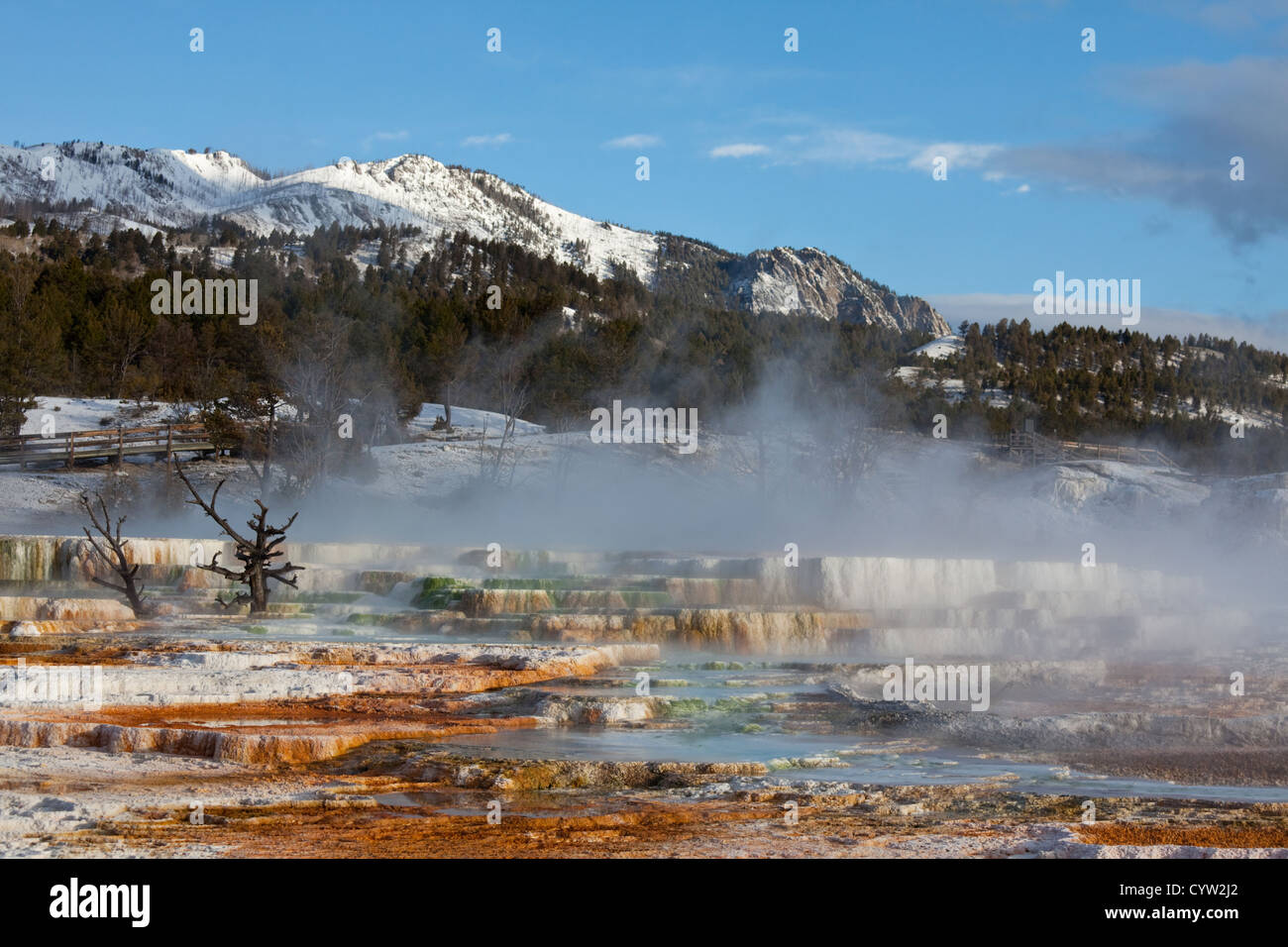 Man on thermal hot spring Stock Photo - Alamy