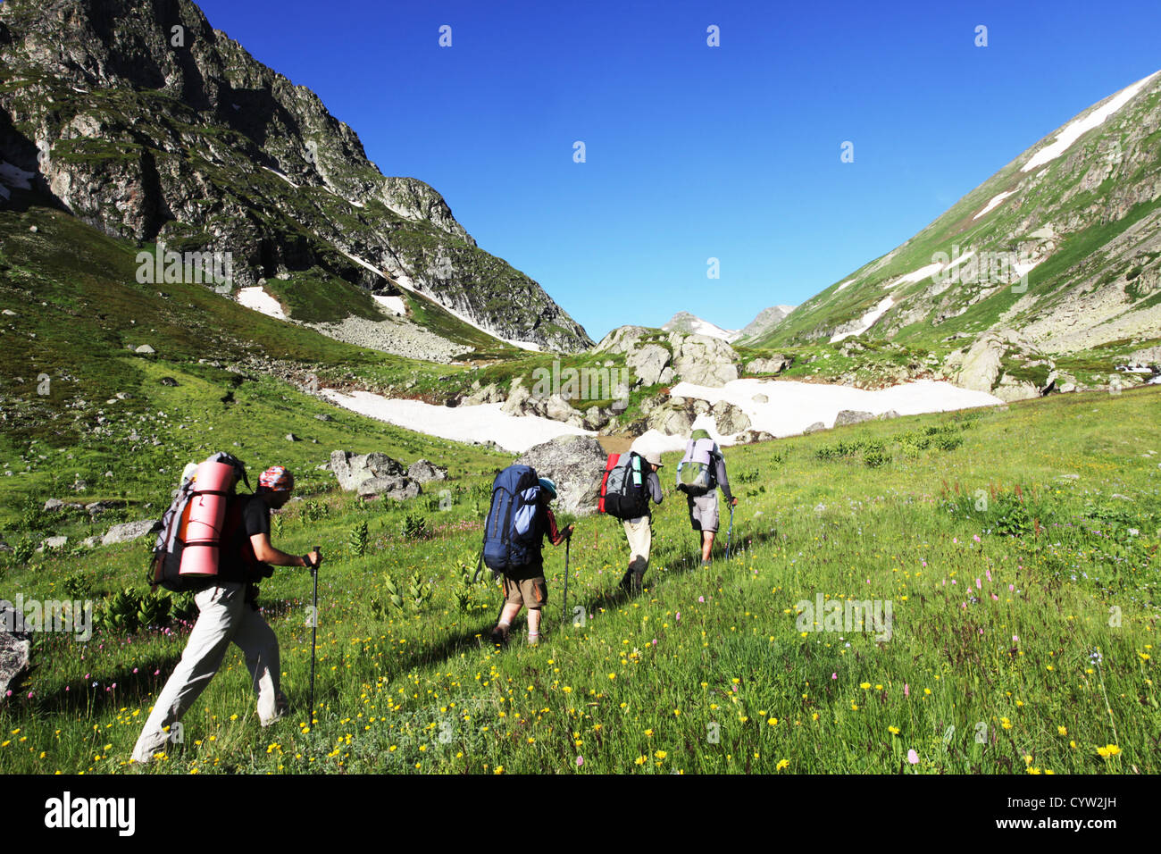 People in mountains Stock Photo - Alamy