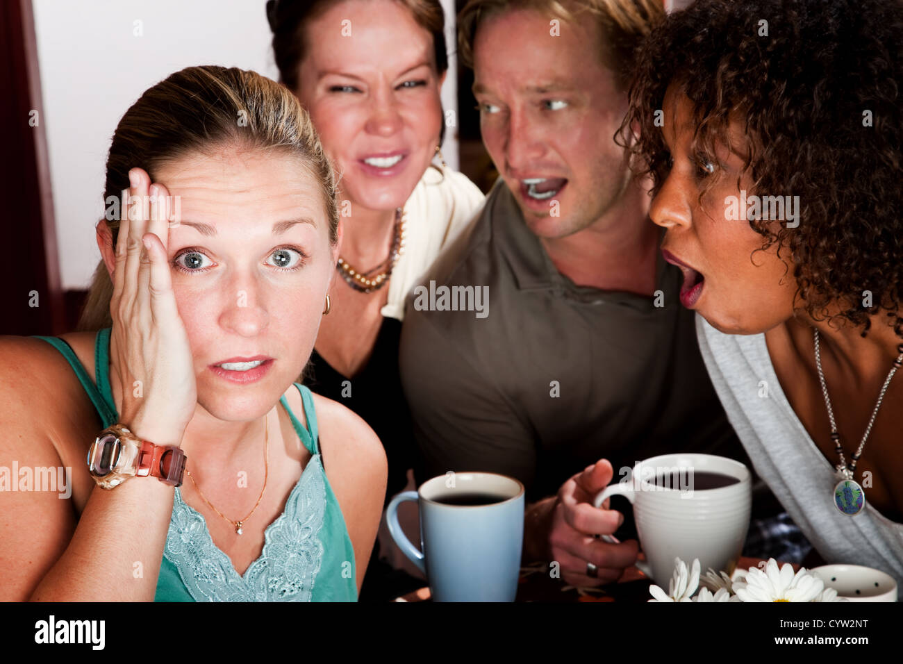 Blonde gossip laugh funny hi-res stock photography and images - Alamy