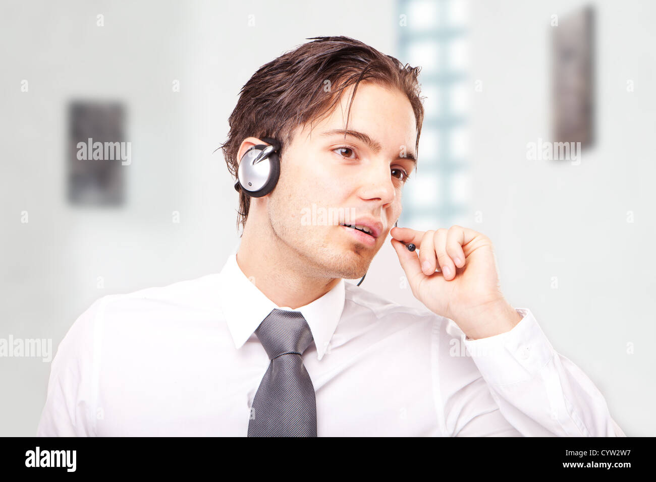friendly telephone operator Stock Photo - Alamy