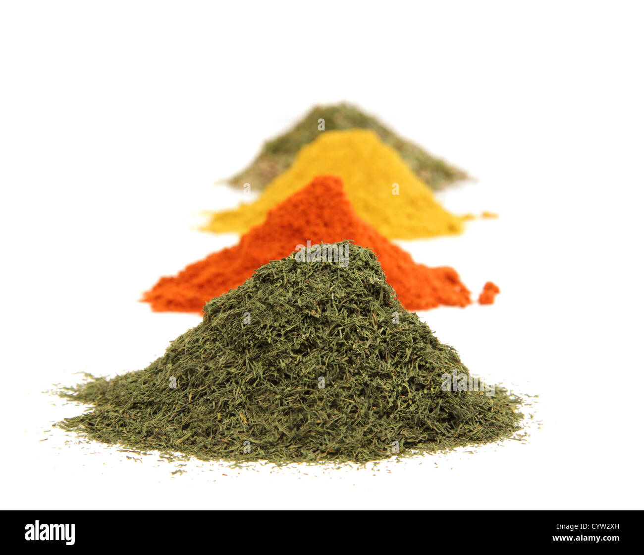 Various kinds of spices on white background Stock Photo - Alamy