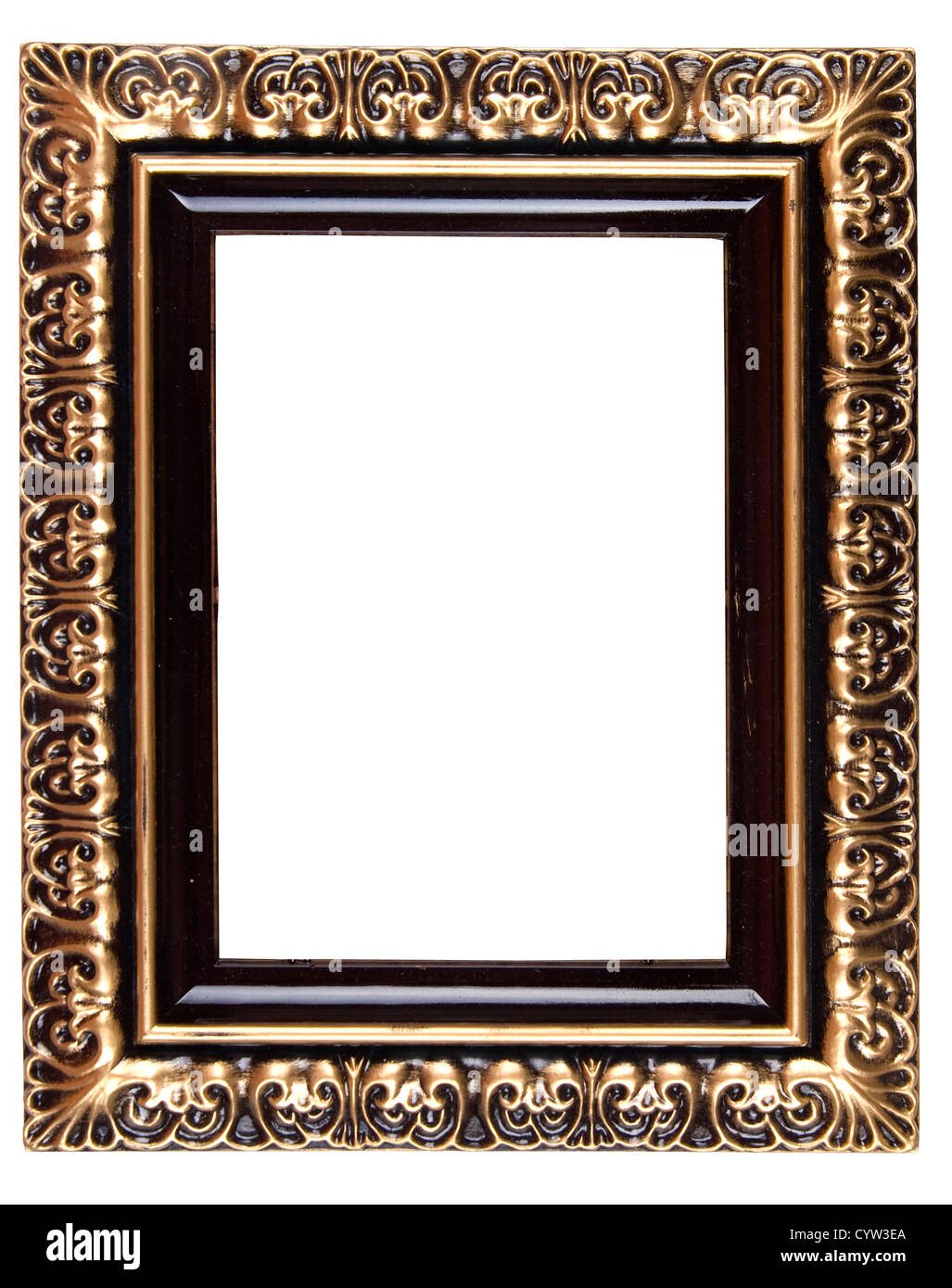 Old Gold Picture Frame on white background Stock Photo - Alamy