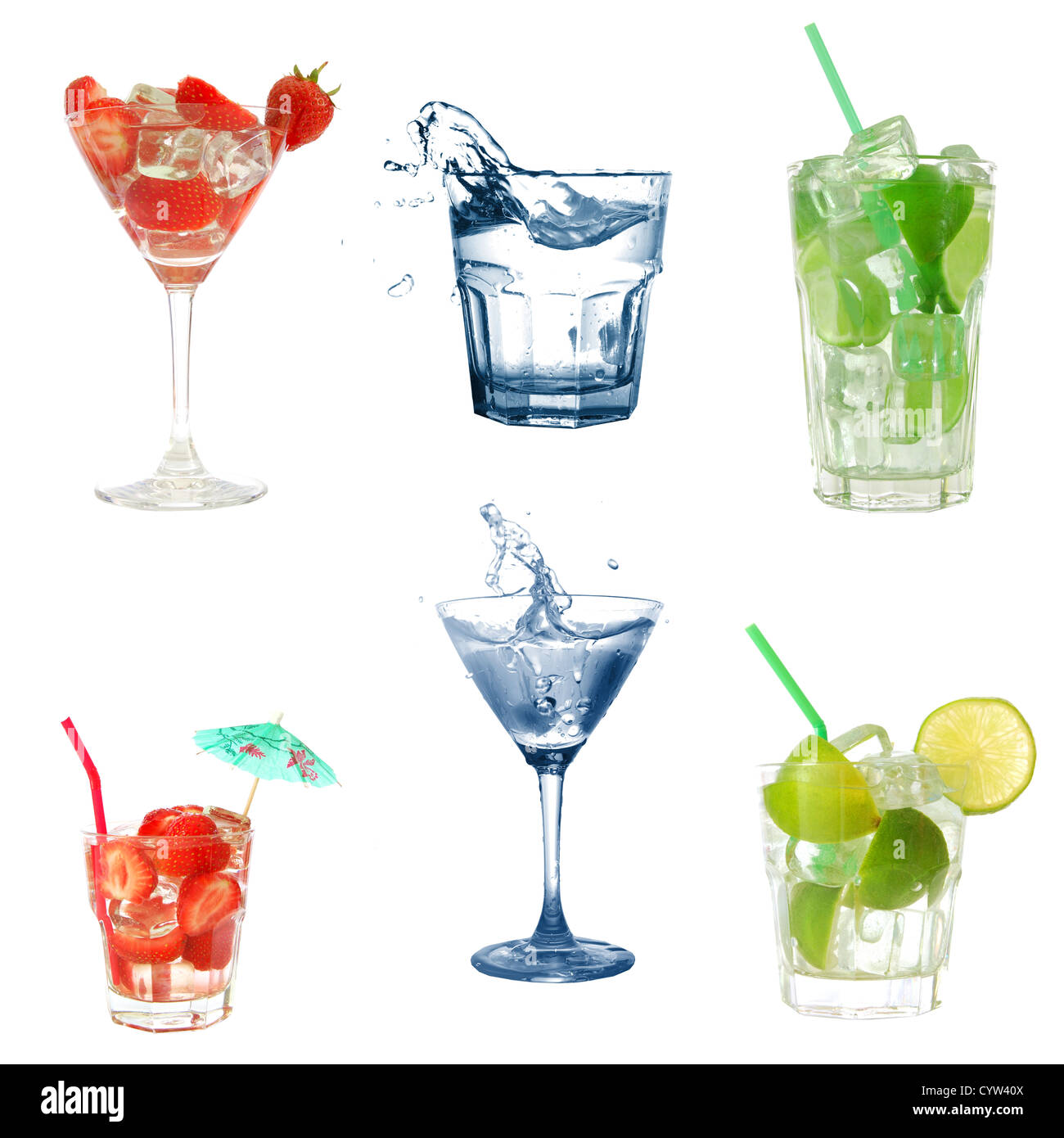 drink or cocktail collection isolated on a white background Stock Photo ...