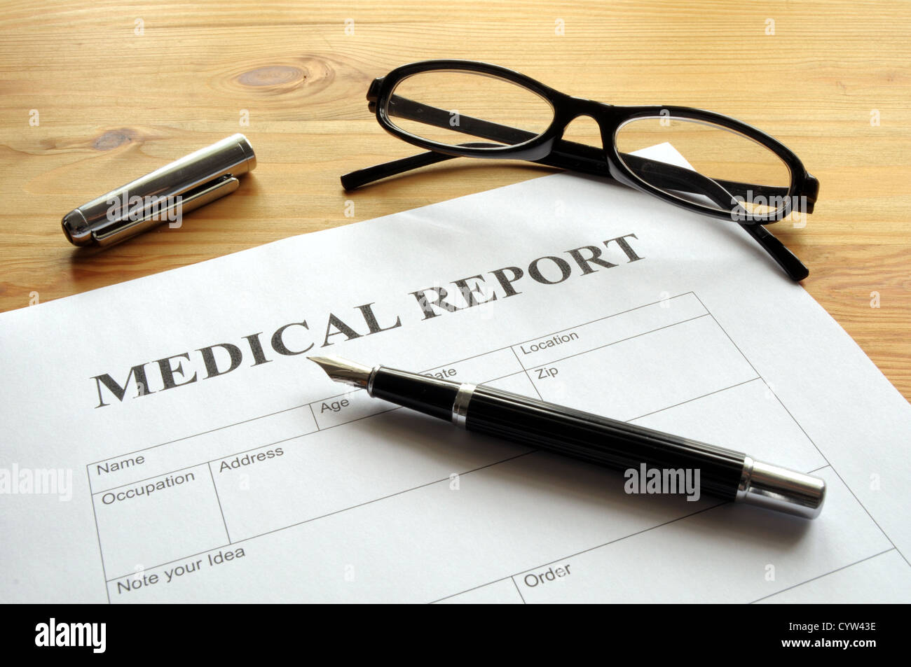 medical report form in doctors hospital office showing health concept ...