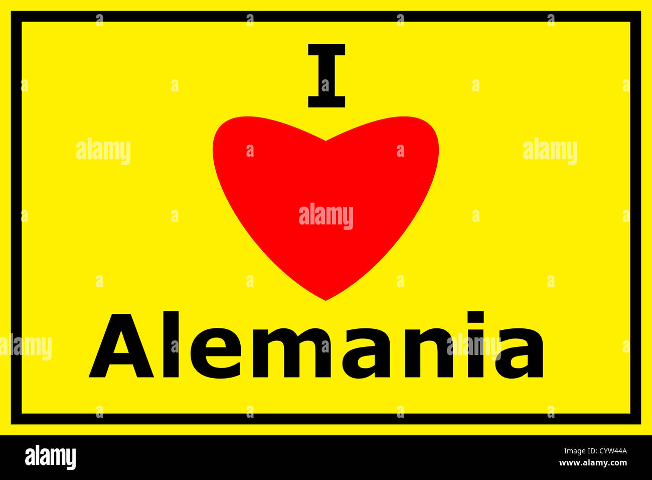 i love germany concept with red heart on yellow sign Stock Photo - Alamy