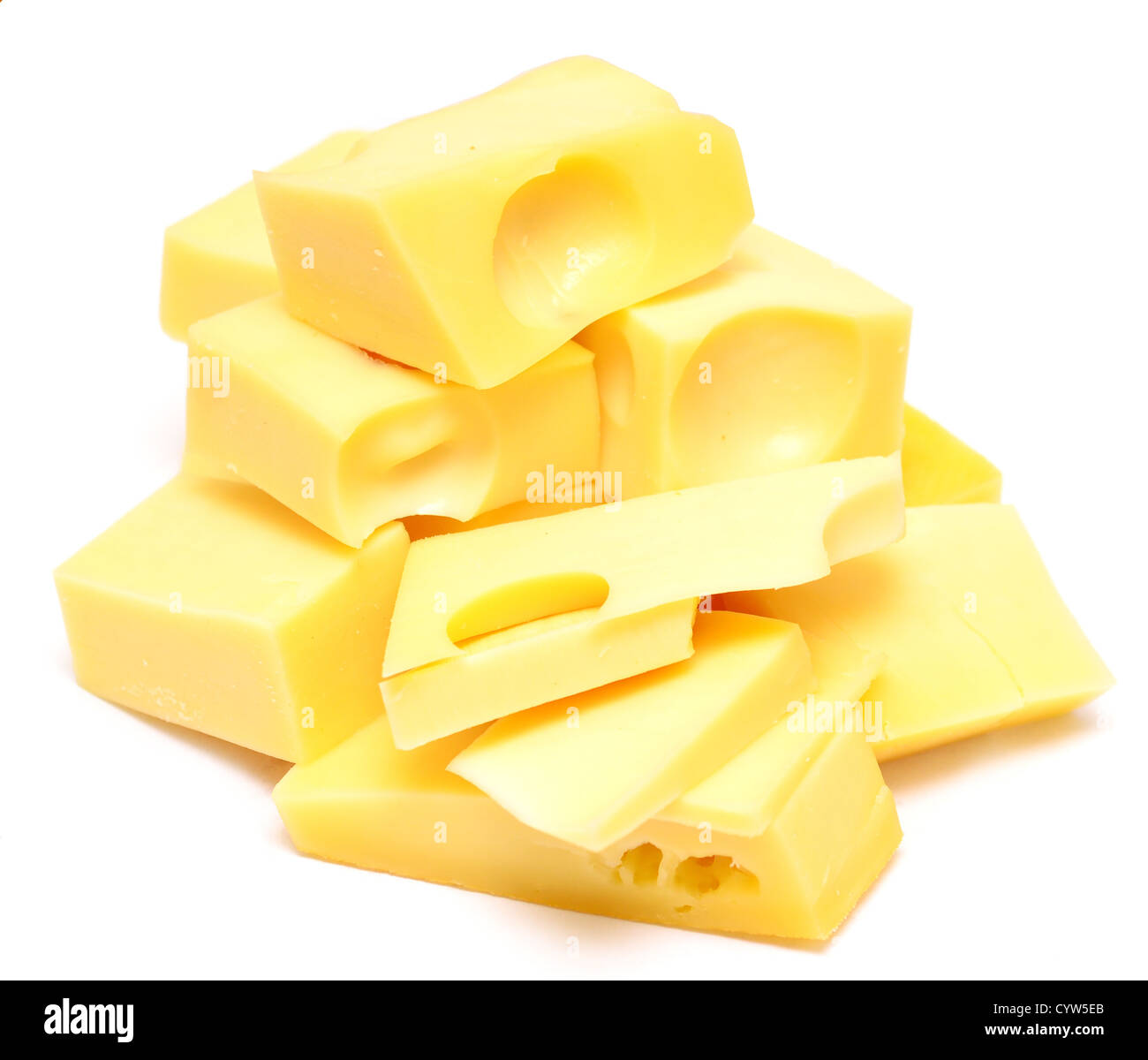 cheese cubes isolated on white Stock Photo - Alamy