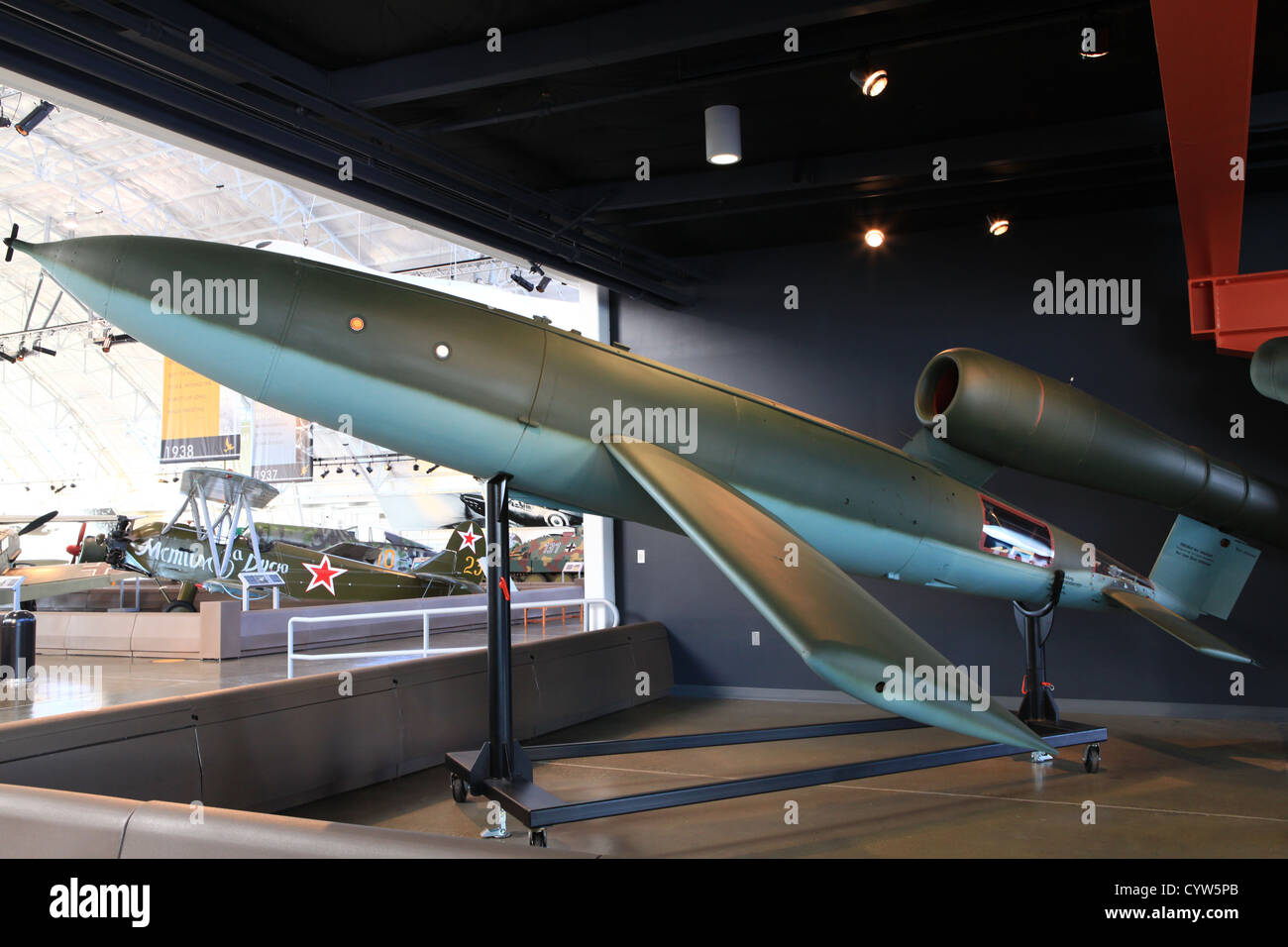 German Fieseler Fi 103 V-1, unmanned flying bomb, on display in Flying ...