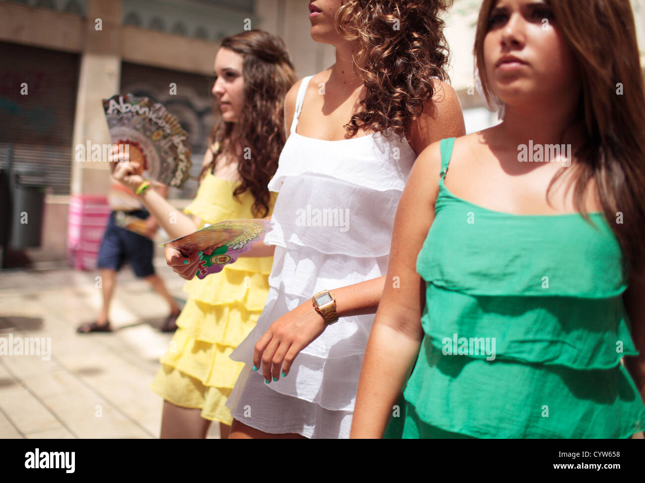 Teenagers enjoying the feria de Malaga in Spain Stock Photo - Alamy