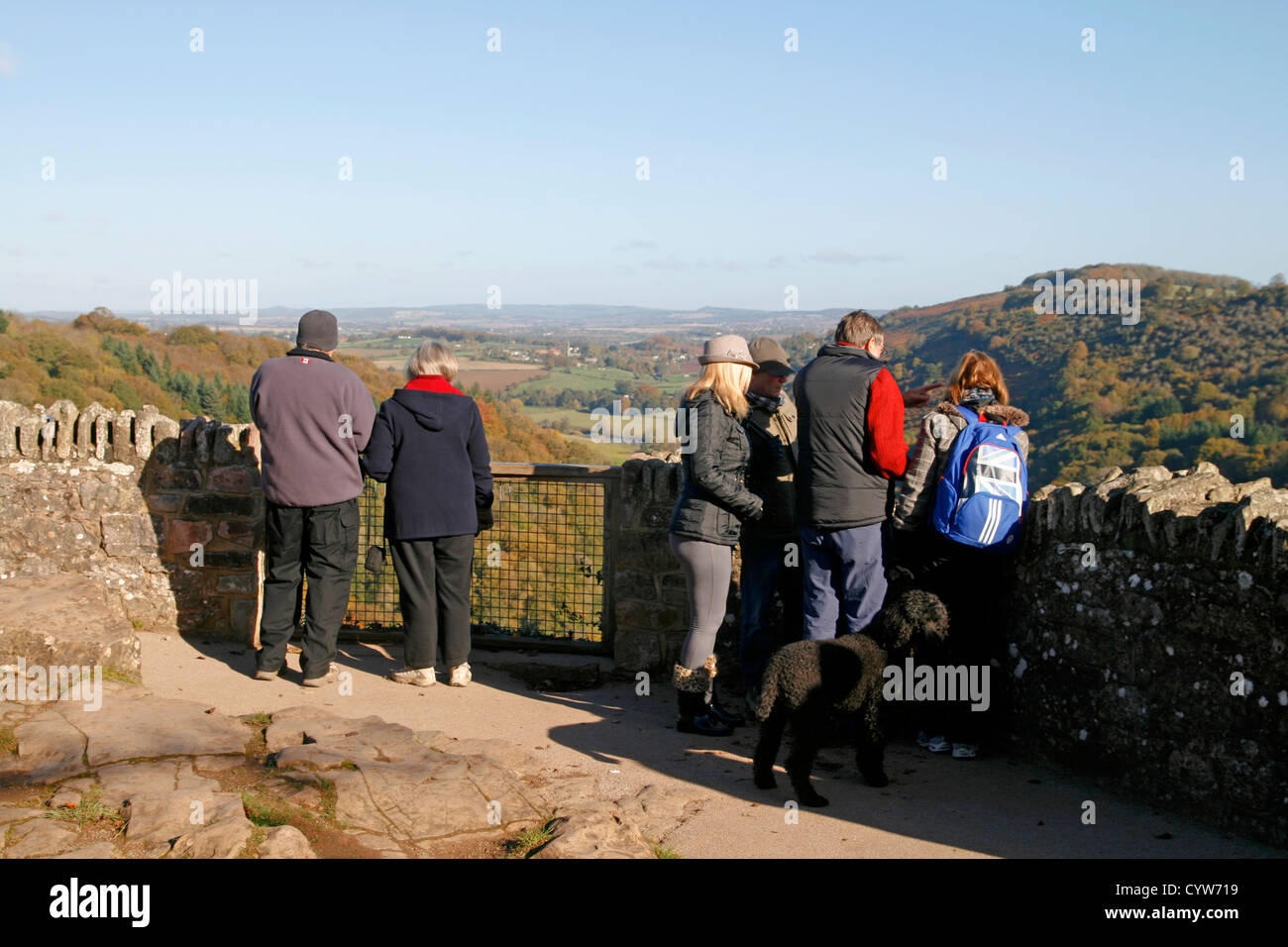 Visitors at Symonds Yat Rock viewpoint Forest of Dean Gloucestershire ...