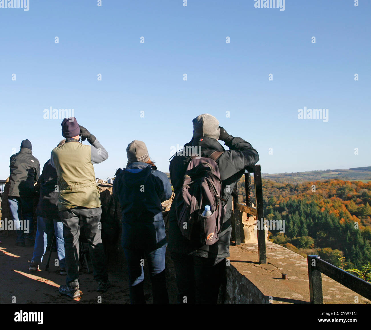 Visitors at Symonds Yat Rock viewpoint Forest of Dean Gloucestershire ...