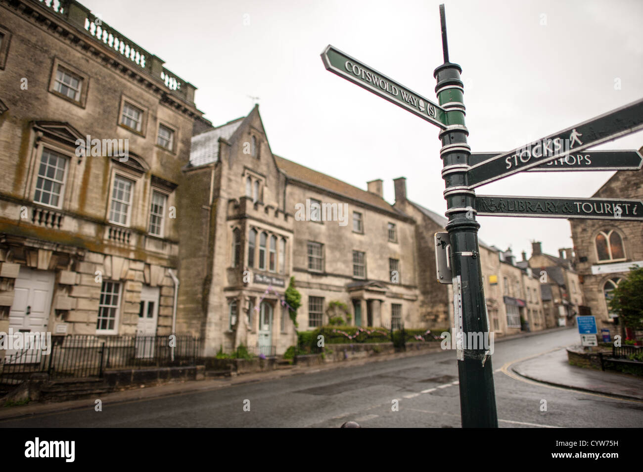 PAINSWICK, UK - Street signs at one of the main intersections of the ...