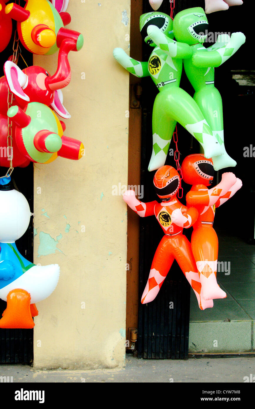 inflatable toys sold at street of Yangon Stock Photo - Alamy