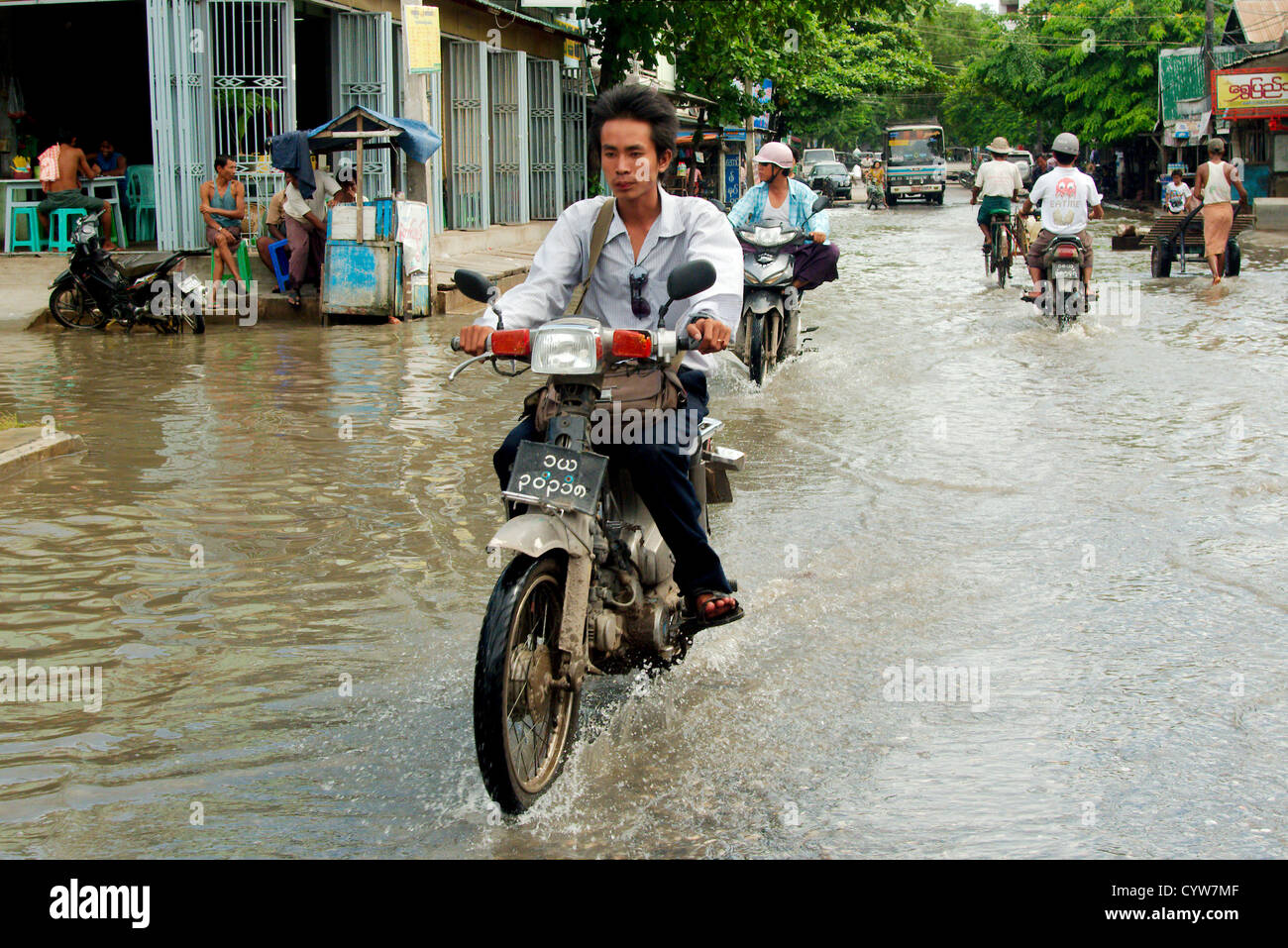 Streets od Mandalay flooded by monsoon rain Stock Photo - Alamy