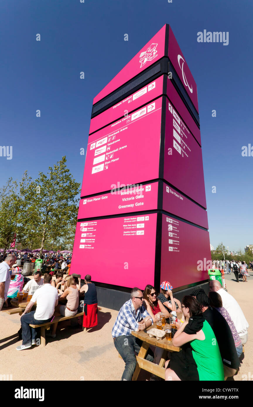 Wide-angle view of one of the direction signsd for the paralympic games ...