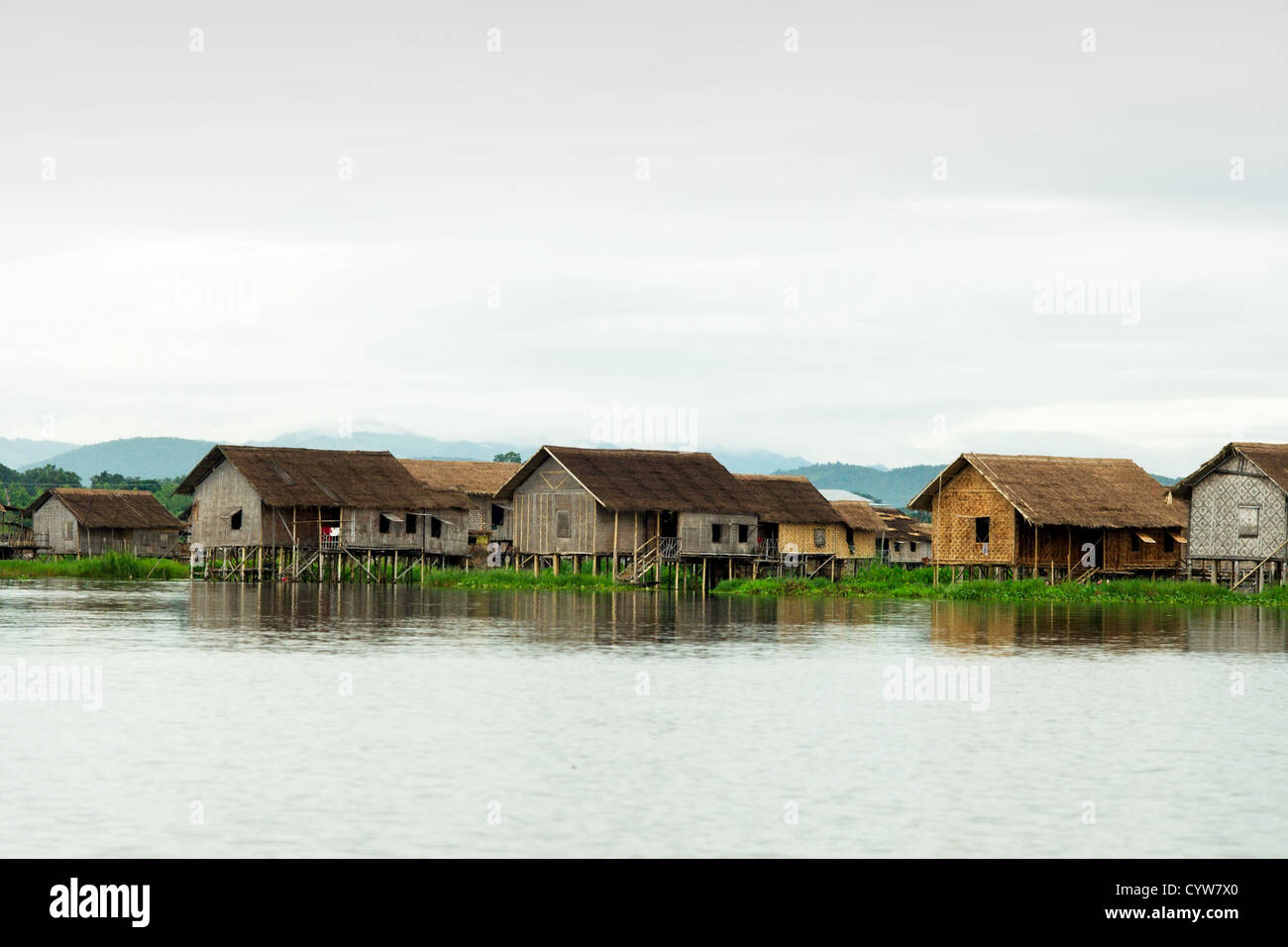 Houses in the middle of Inle lake Stock Photo - Alamy