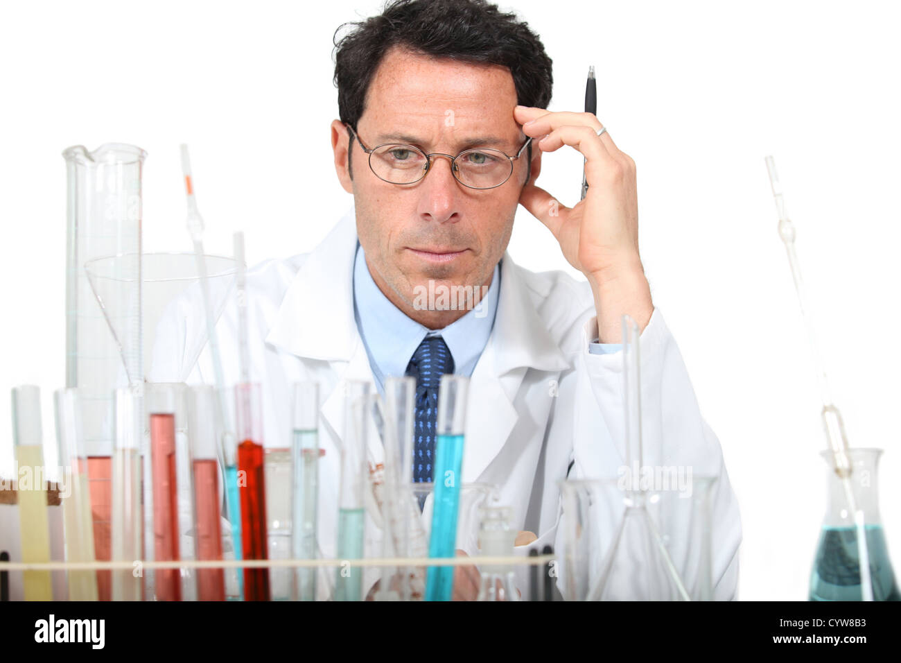 Scientist with test tube rack Stock Photo - Alamy