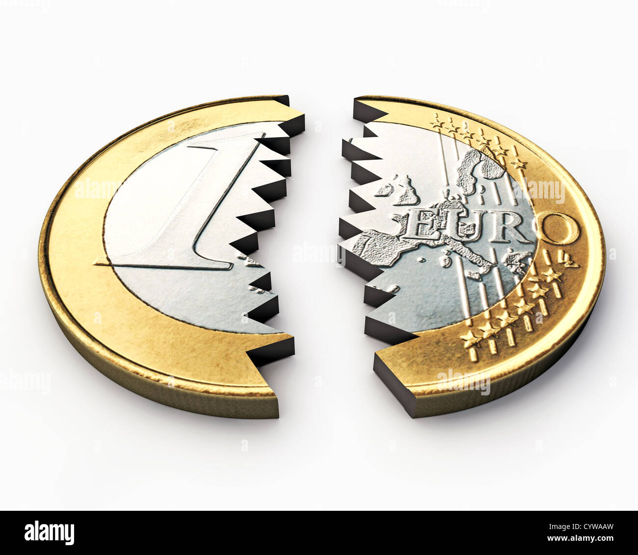 broken euro coin isolated on white background Stock Photo - Alamy