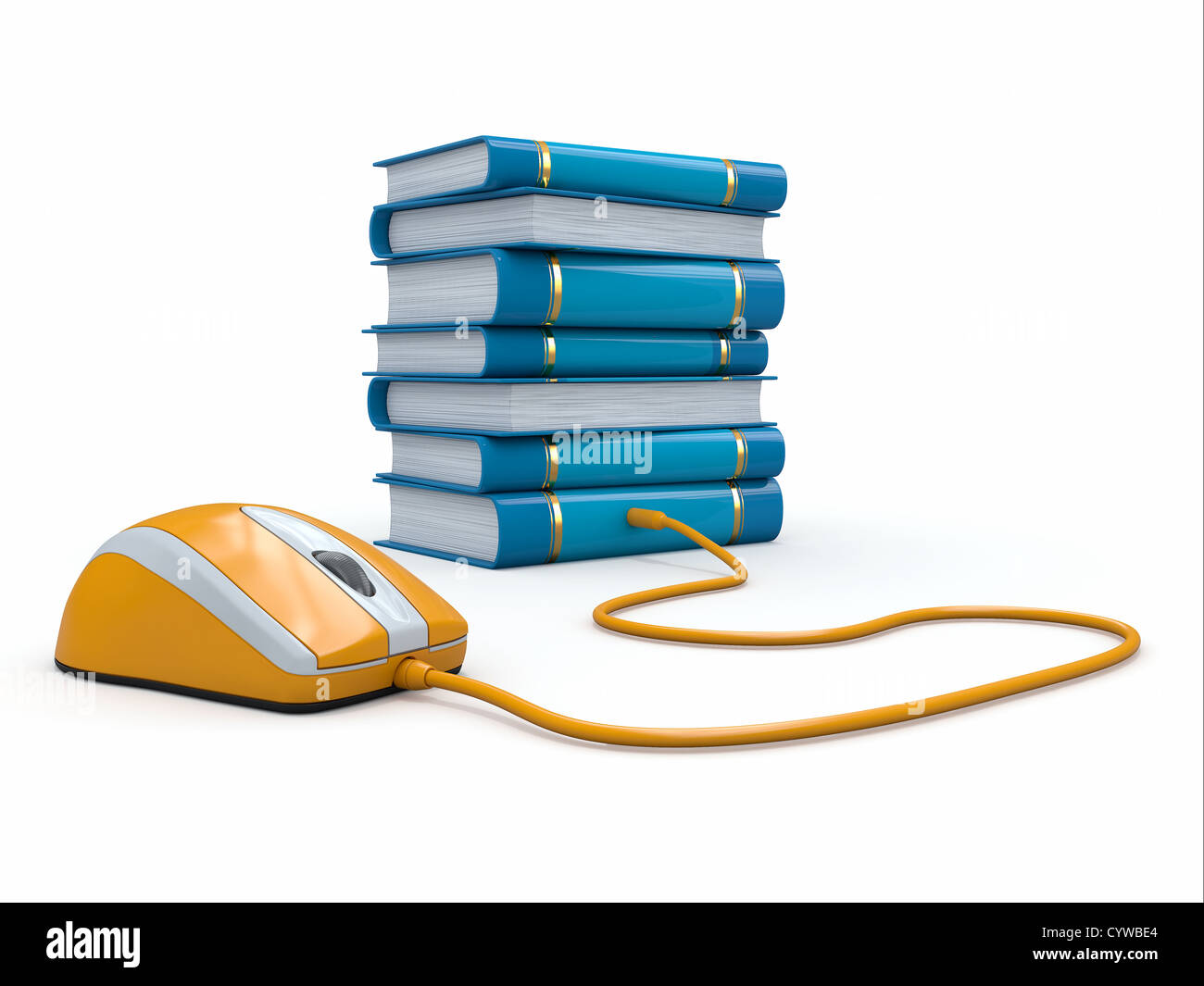 Books and mouse e learning Cut Out Stock Images & Pictures - Alamy