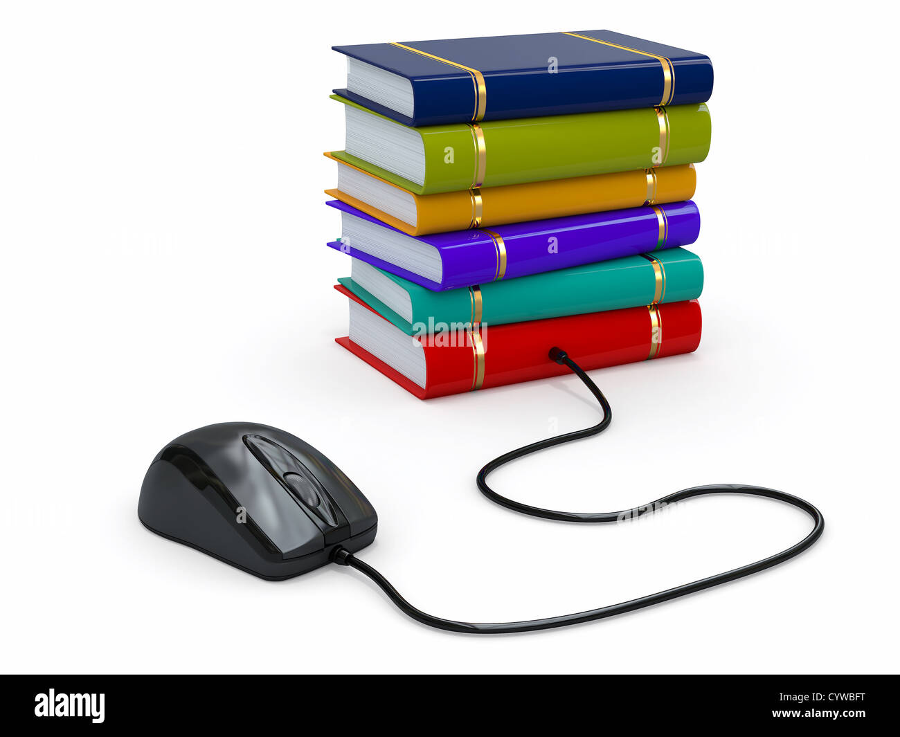 Books and mouse e learning Cut Out Stock Images & Pictures - Alamy