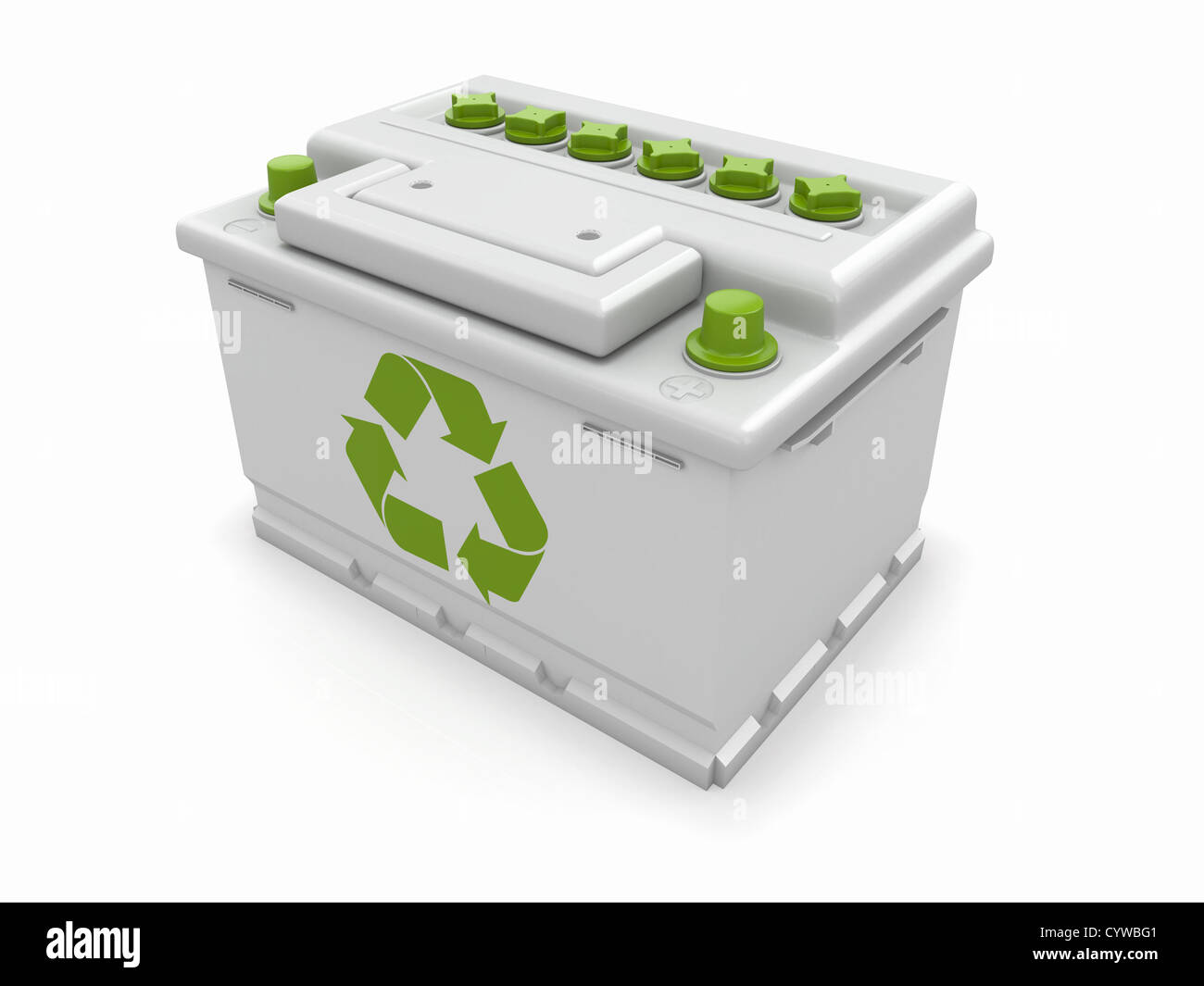 Car battery with green recycle sign. 3d Stock Photo - Alamy