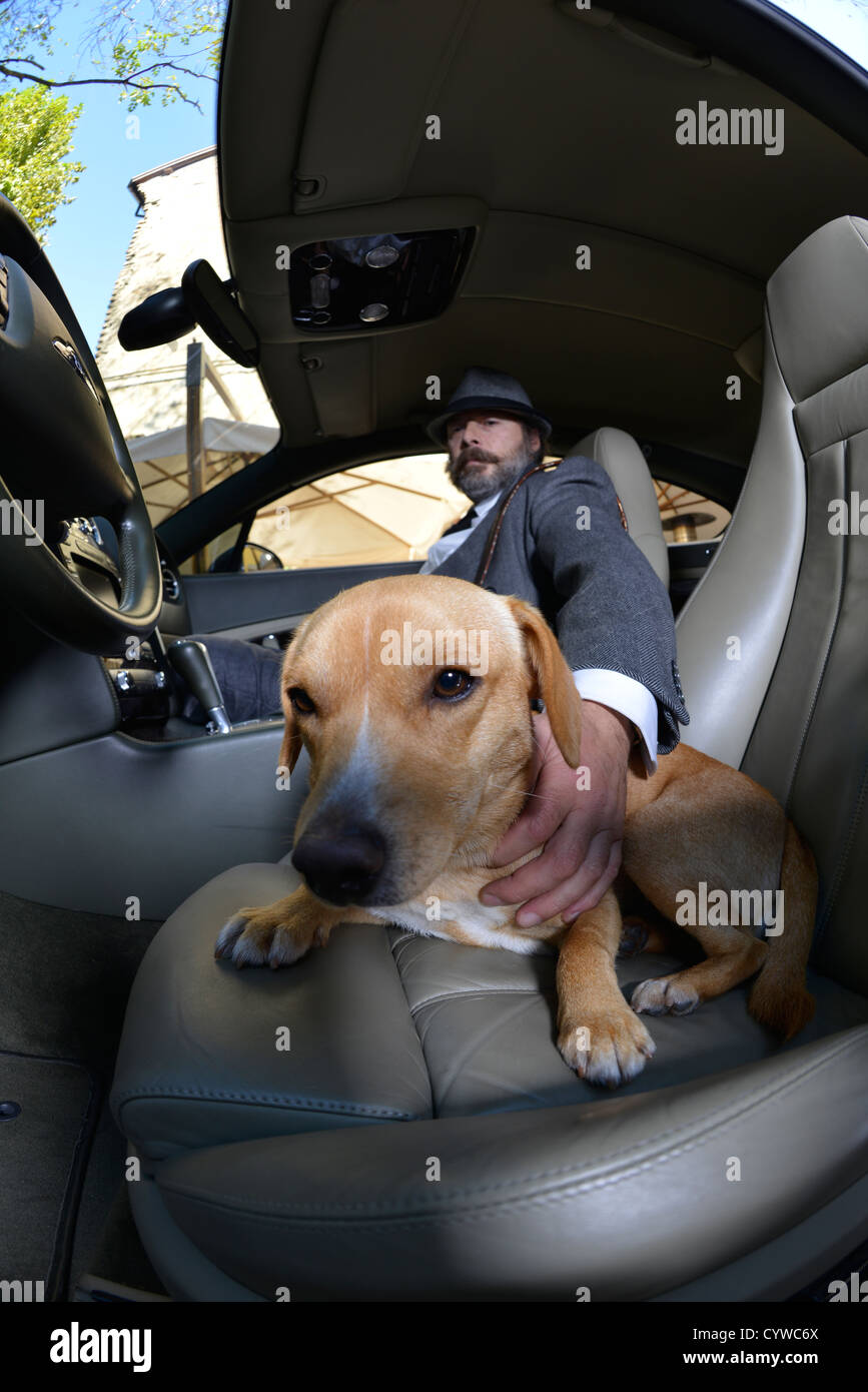 Dog and master Stock Photo - Alamy