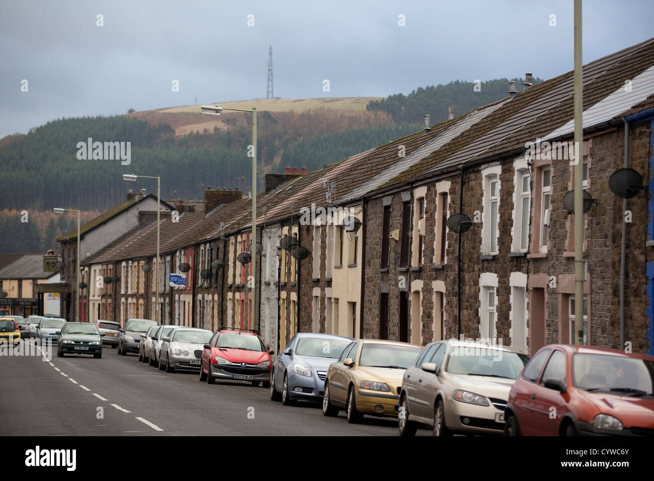 Treorchy town, in the Rhondda Valley region of South Wales, United ...