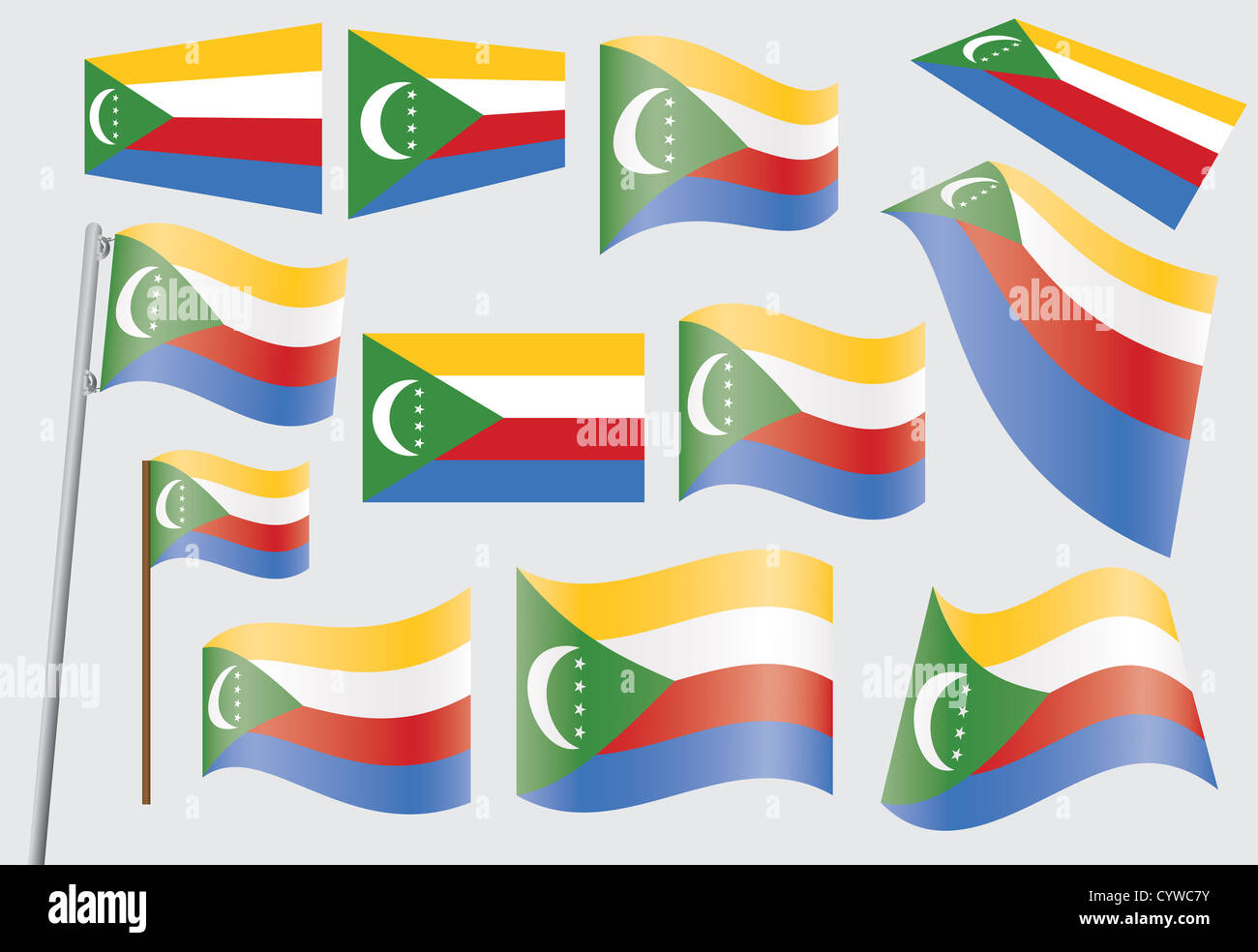 set of flags of Union of the Comoros Stock Photo - Alamy
