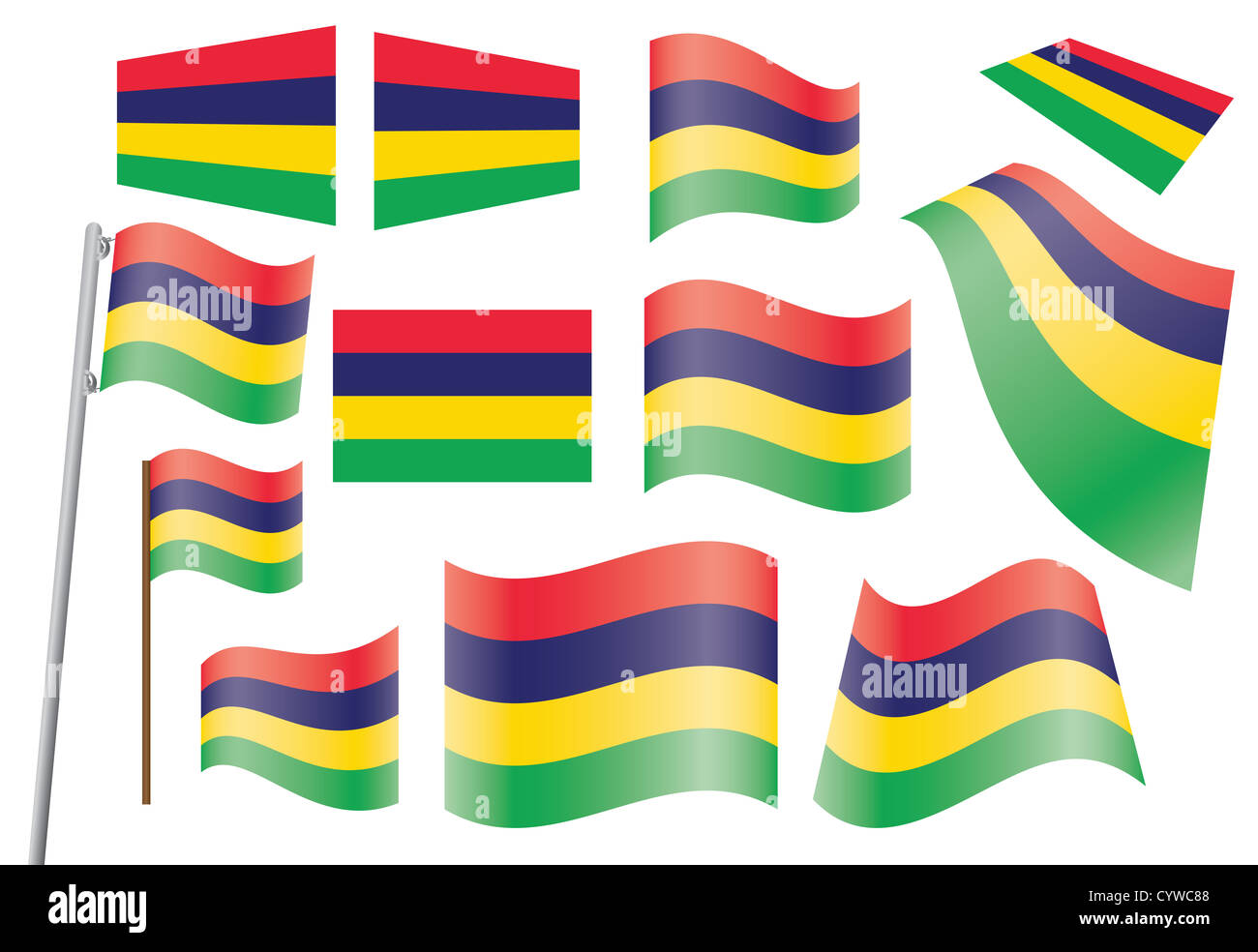 set of flags of Mauritius Stock Photo - Alamy