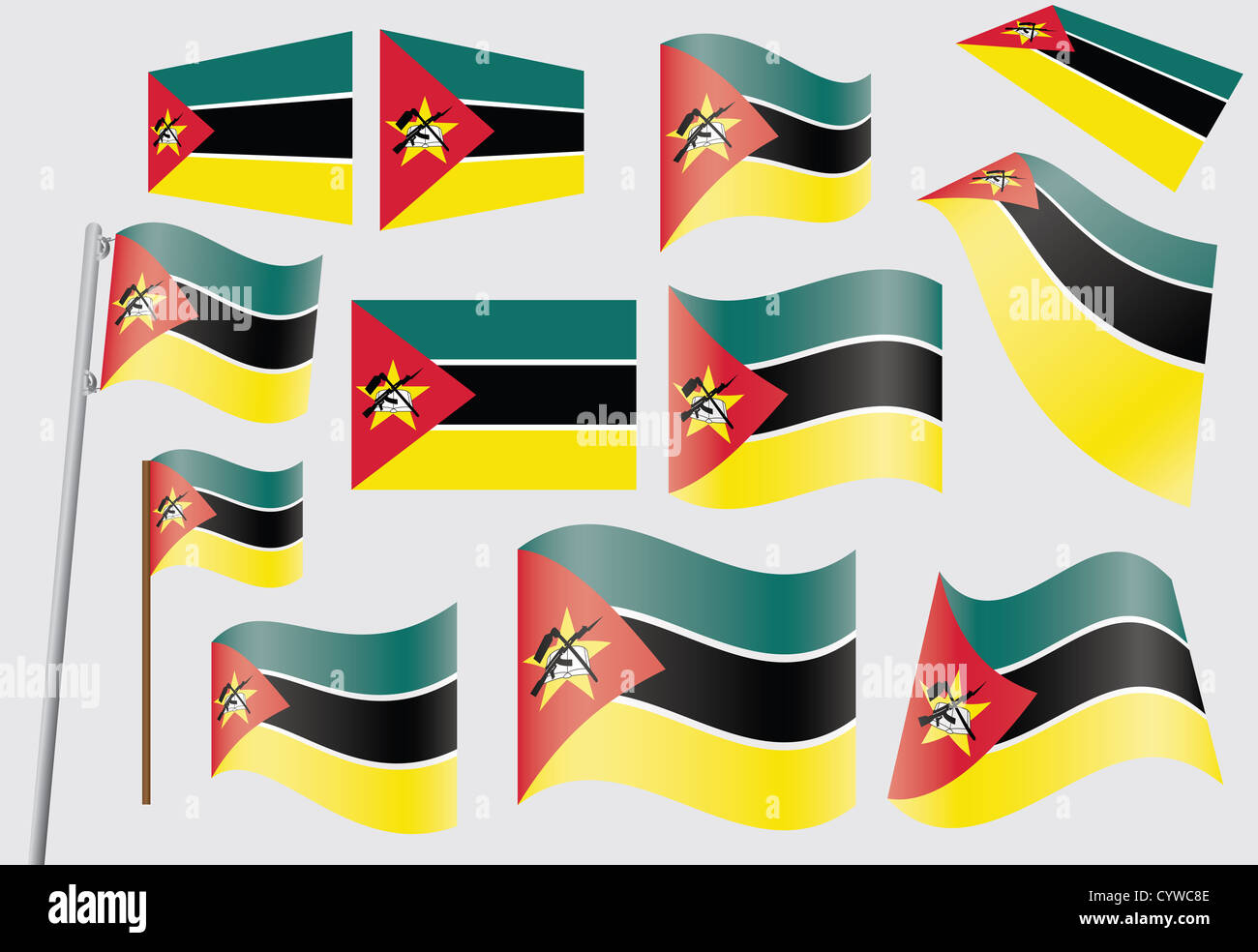 set of flags of Mozambique Stock Photo - Alamy