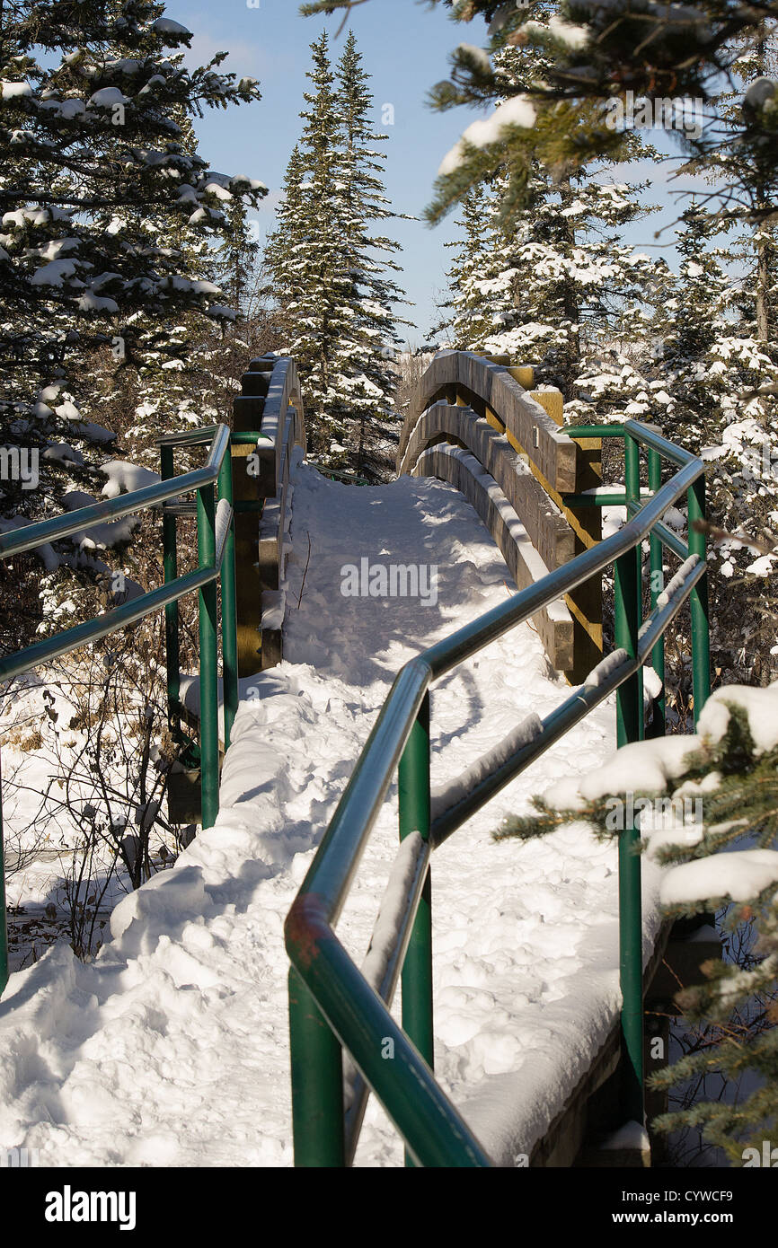 The elbow river path after the first snow fall of the season Stock ...