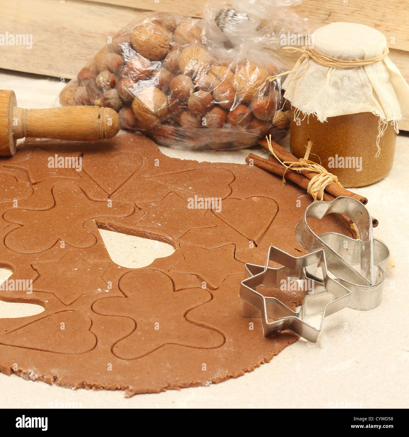 Making gingerbread cookies for Christmas Stock Photo - Alamy