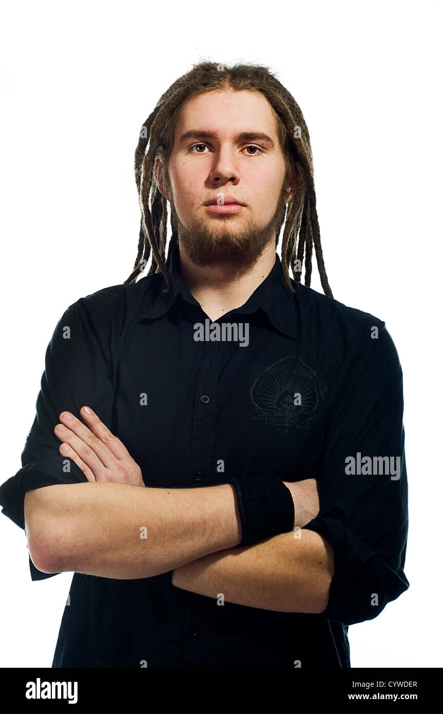 member band death metal studio portrait white Stock Photo - Alamy