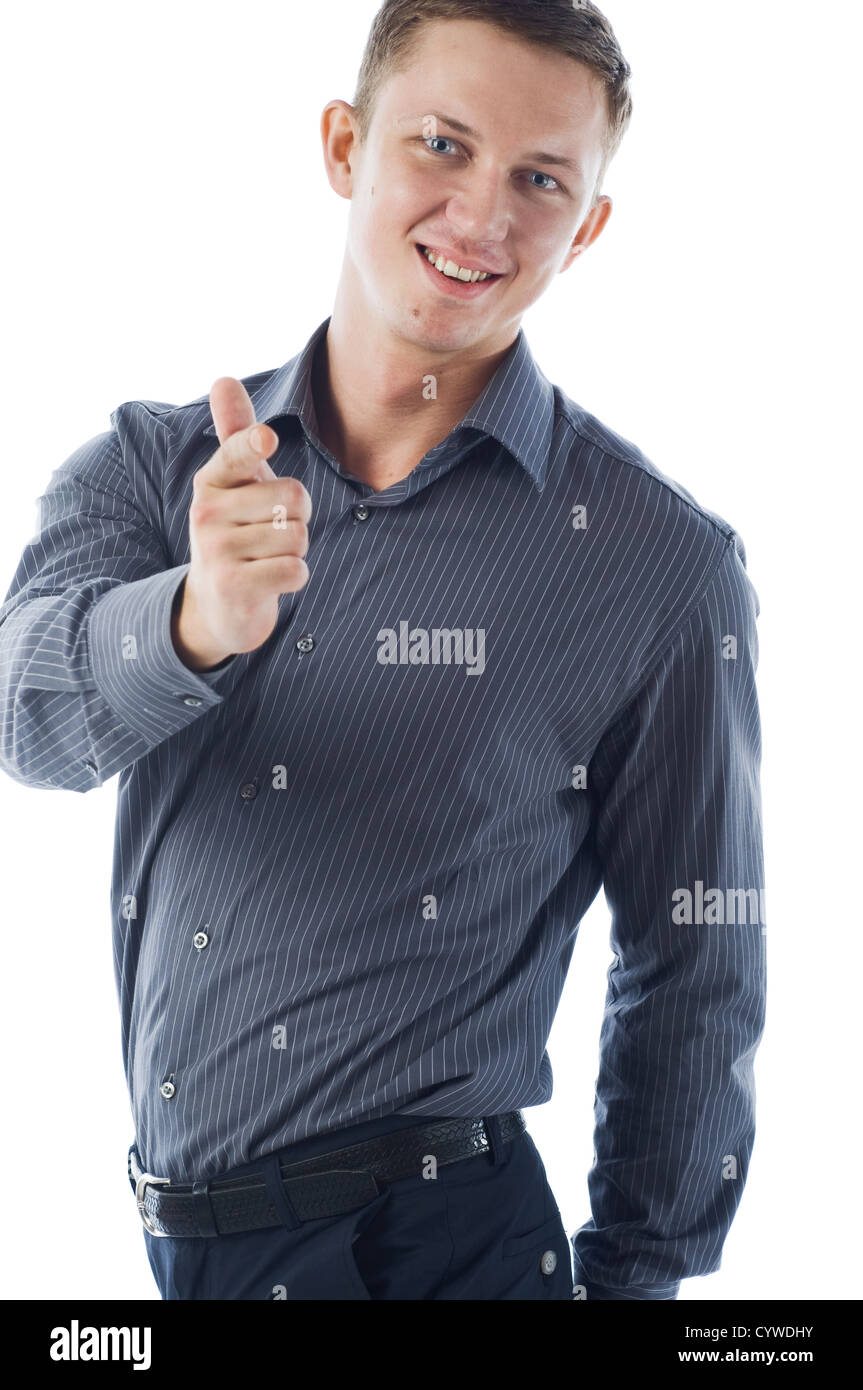 cheerful handsome young man male isolated studio Stock Photo - Alamy
