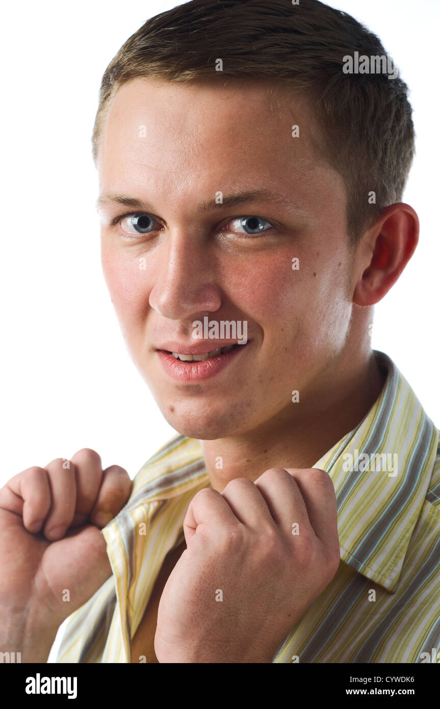 cheerful handsome young man male isolated studio Stock Photo - Alamy