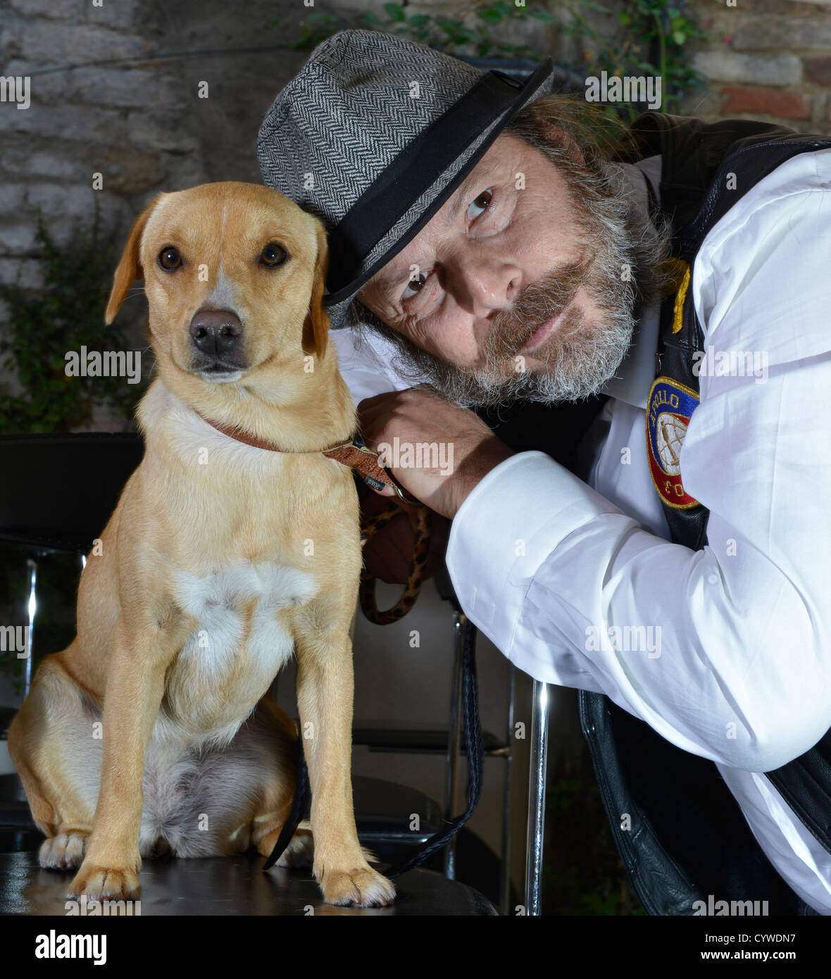 Dog and master Stock Photo - Alamy