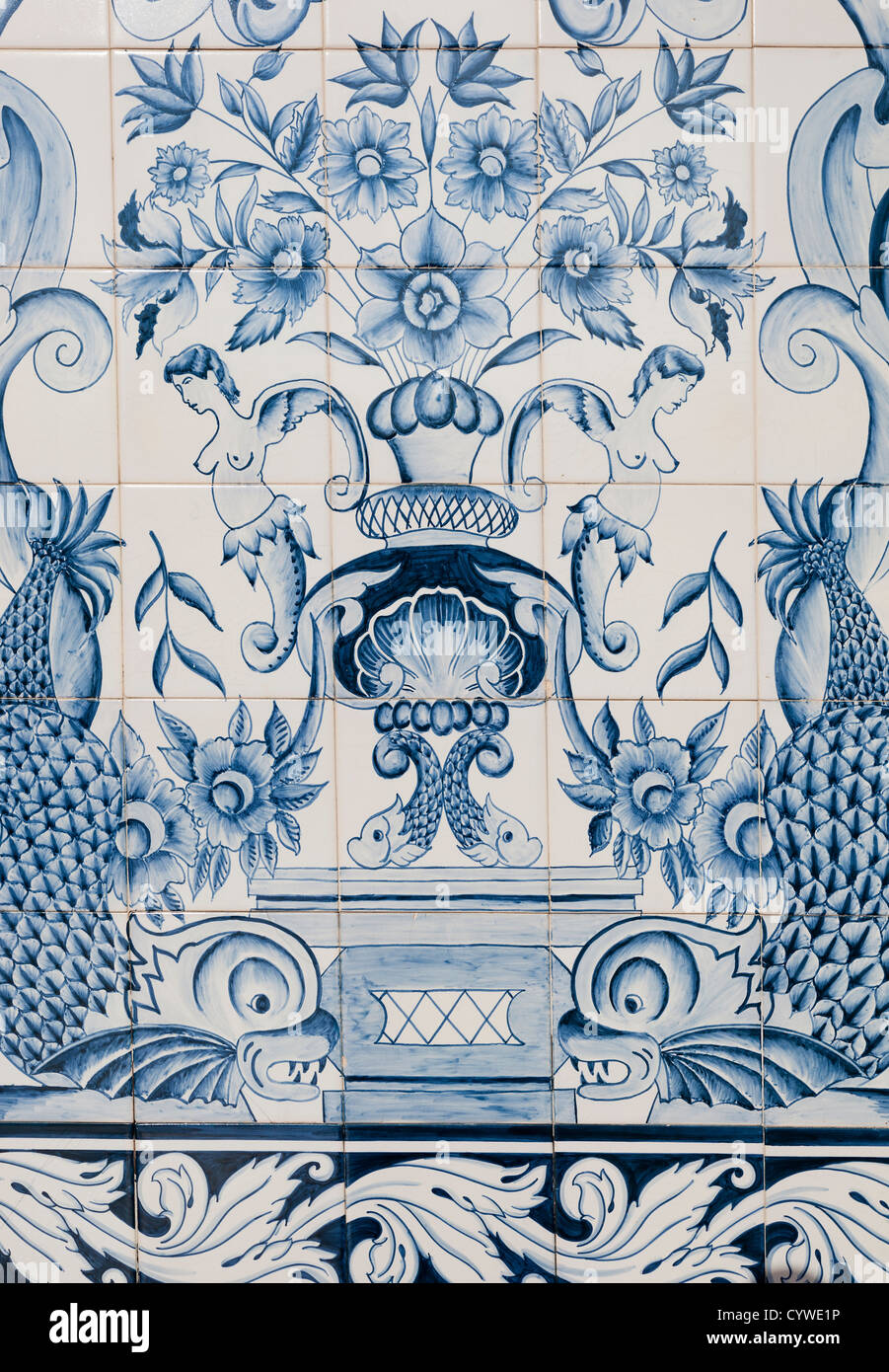 Hand painted portuguese tiles Stock Photo - Alamy