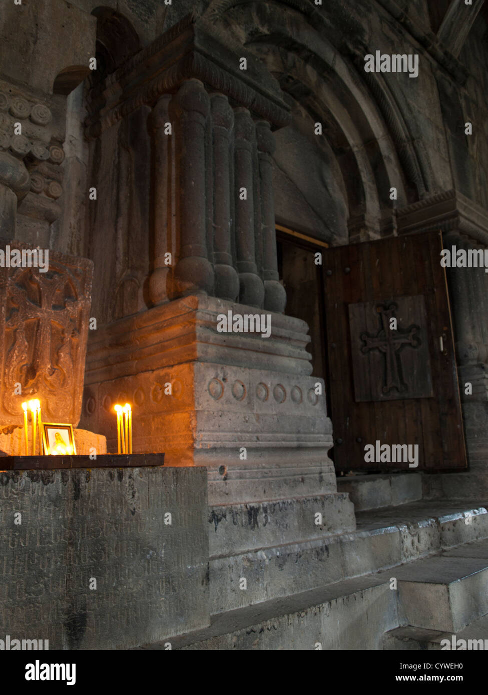 Entrance form the gavit to Surp Nishan church, Haghpat Stock Photo - Alamy