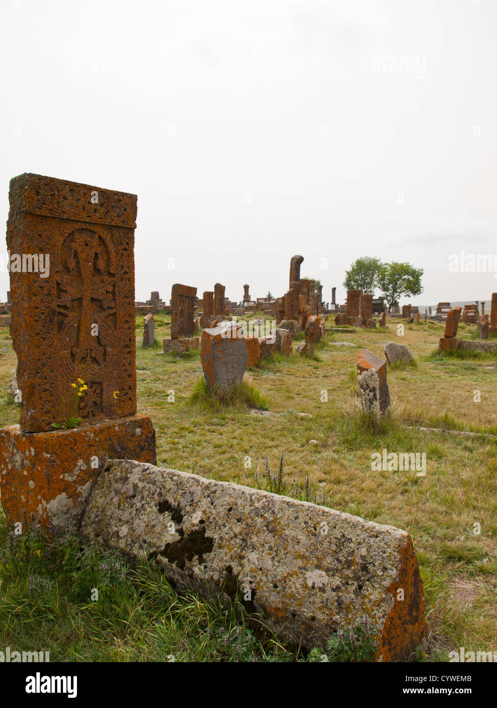 Khatchkar (cross-stone) field in Noratus Stock Photo - Alamy