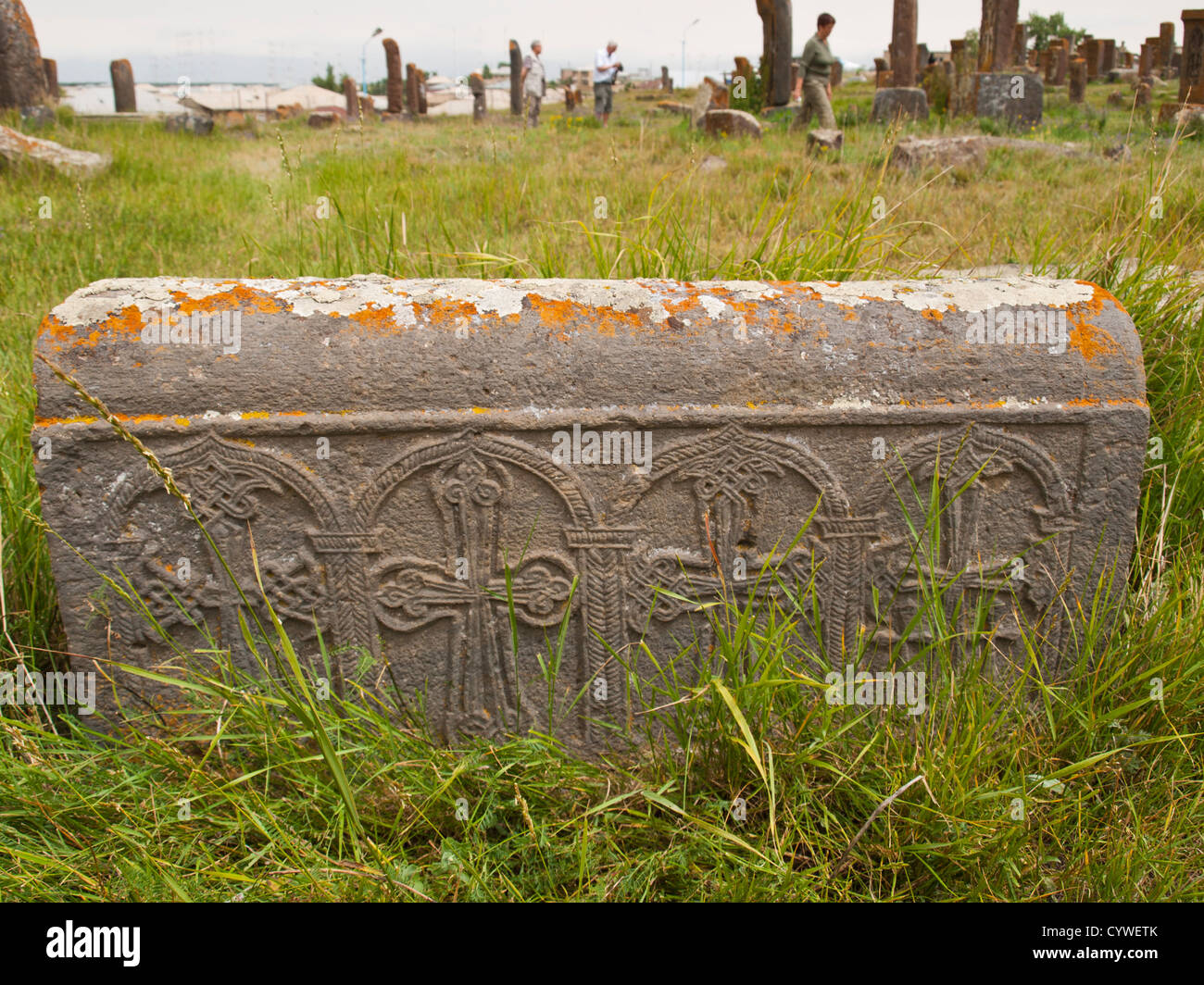Khatchkar (cross-stone) field in Noratus Stock Photo - Alamy