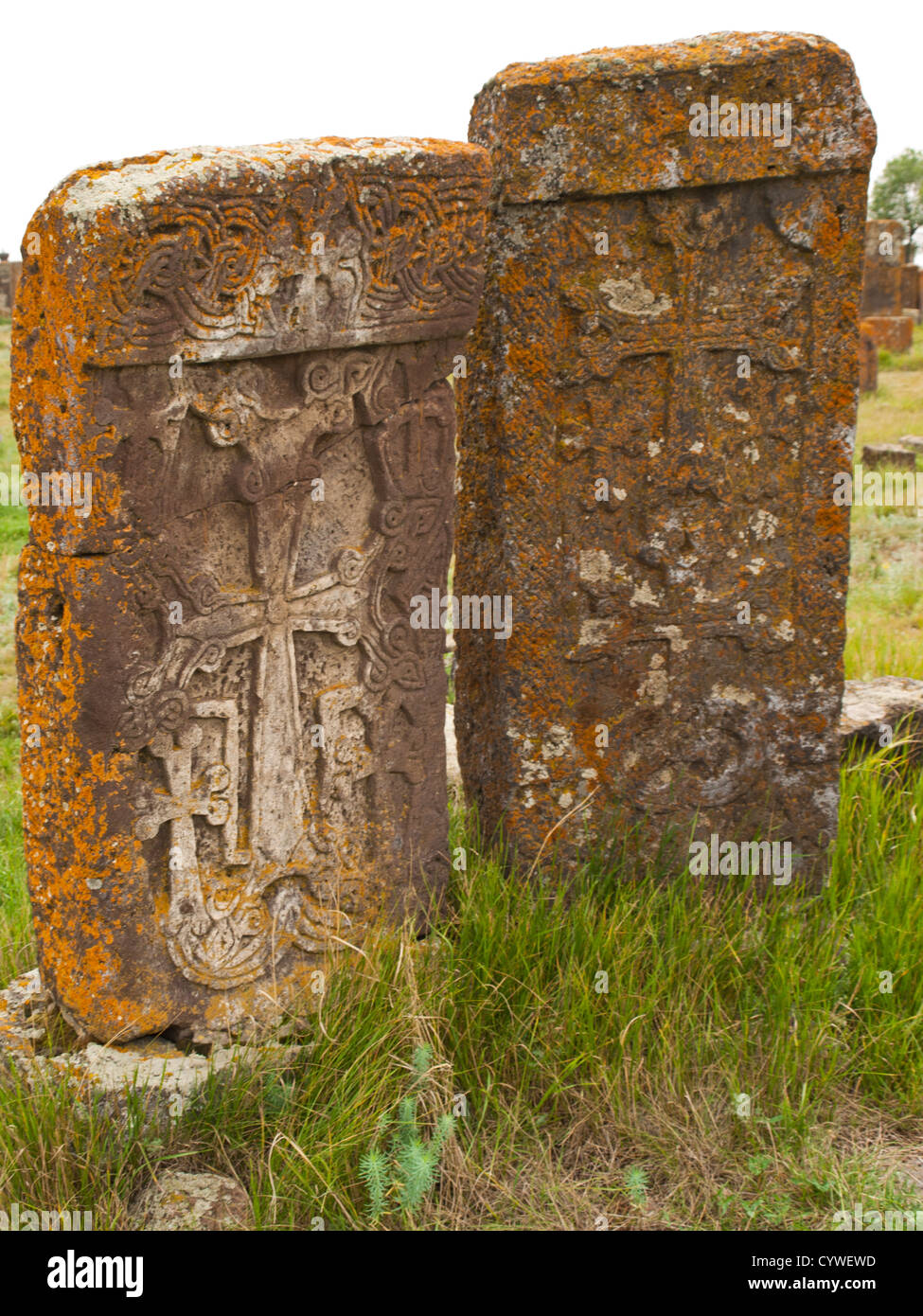 Khatchkar (cross-stone) field in Noratus Stock Photo - Alamy