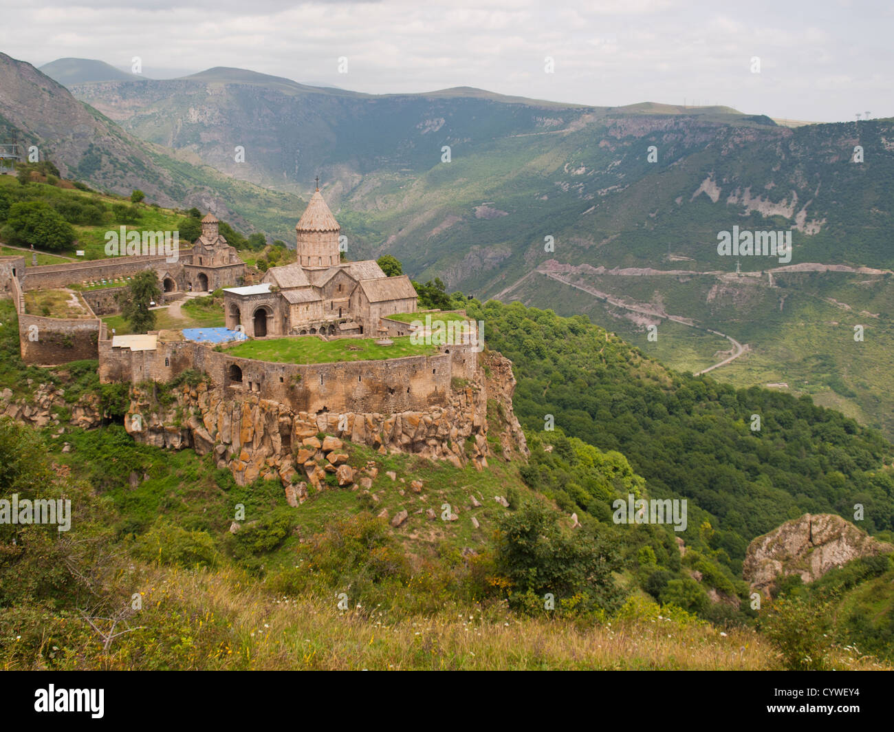 Tatev monastery in the edge of the rocky mountain Stock Photo - Alamy
