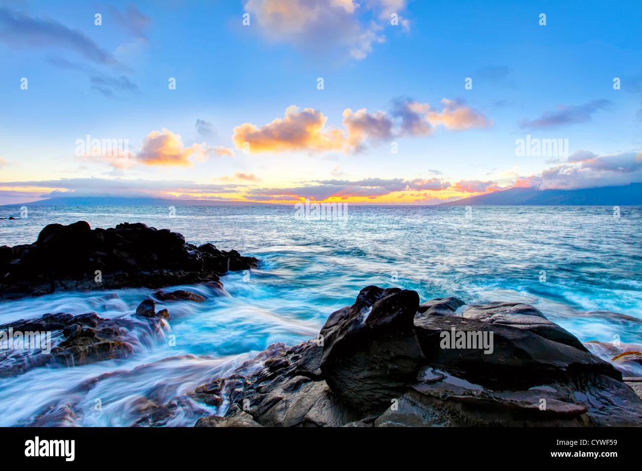 Island Maui tropical cliff coast line with ocean. Hawaii Stock Photo ...