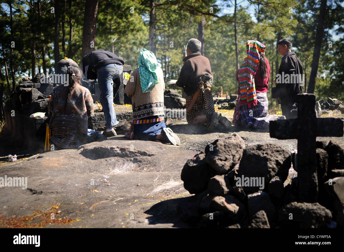 CHICHICASTENANGO, Guatemala - Local shaman perform a traditional K'iche ...