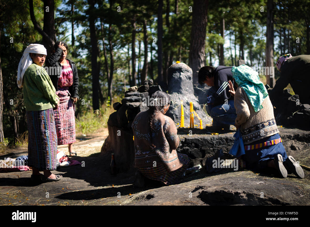 CHICHICASTENANGO, Guatemala - Local shaman perform a traditional K'iche ...