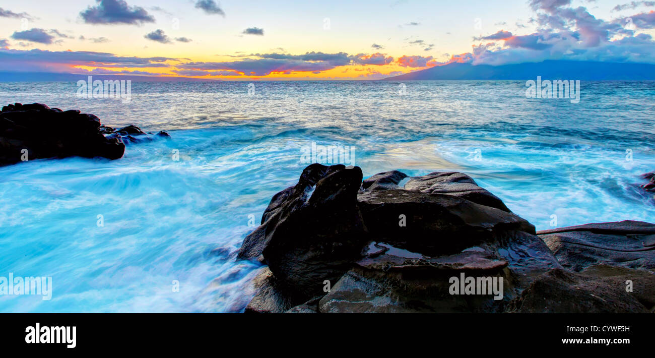 Island Maui tropical cliff coast line with ocean. Hawaii Stock Photo ...