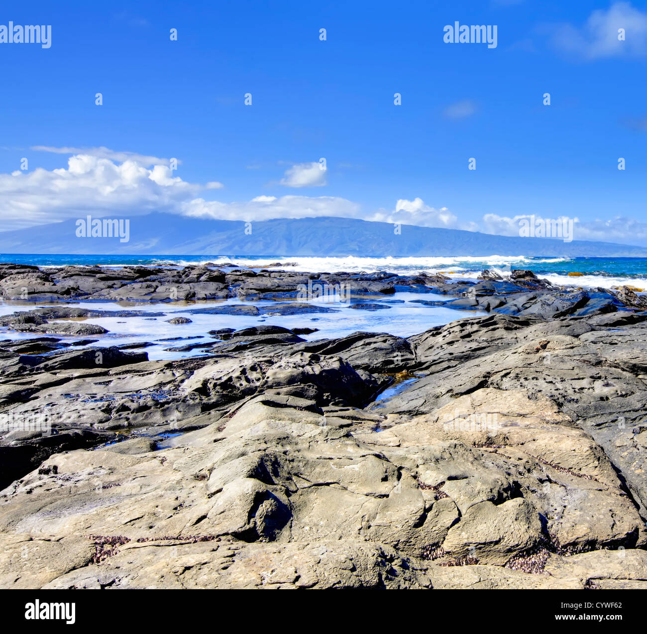 Island Maui tropical cliff coast line with ocean. Hawaii Stock Photo ...