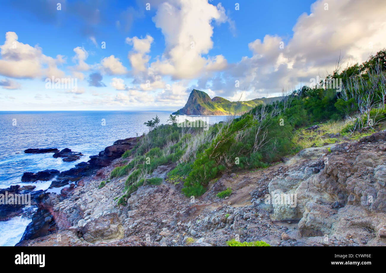 Island Maui tropical cliff coast line with ocean. Hawaii Stock Photo ...