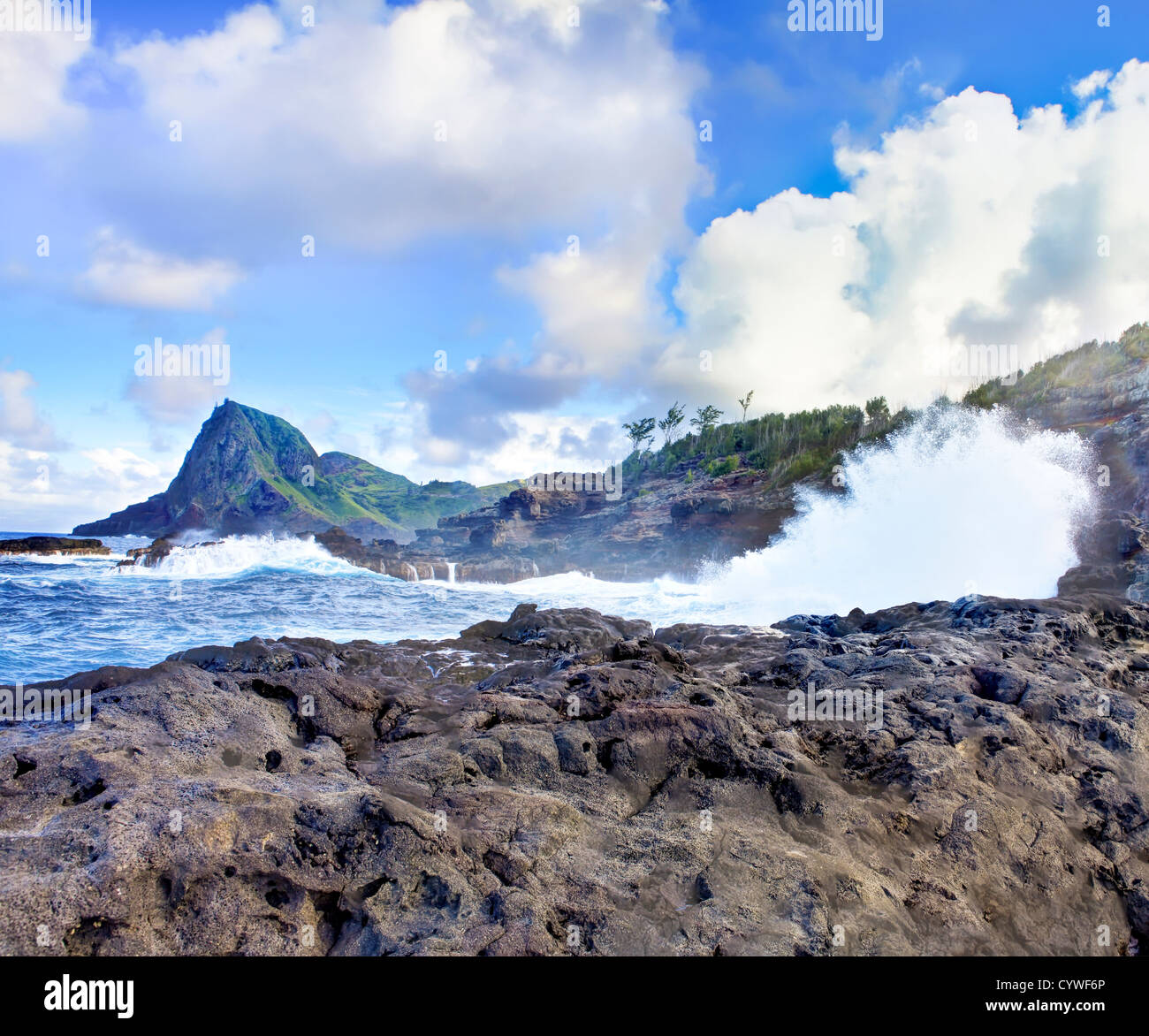 Island Maui tropical cliff coast line with ocean. Hawaii Stock Photo ...