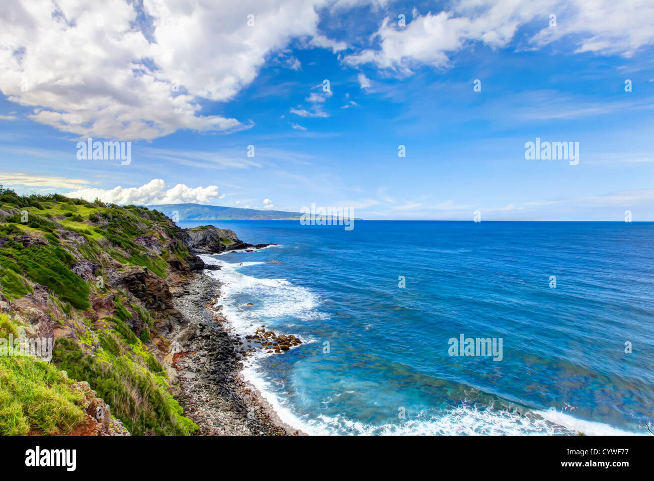 Island Maui tropical cliff coast line with ocean. Hawaii Stock Photo ...