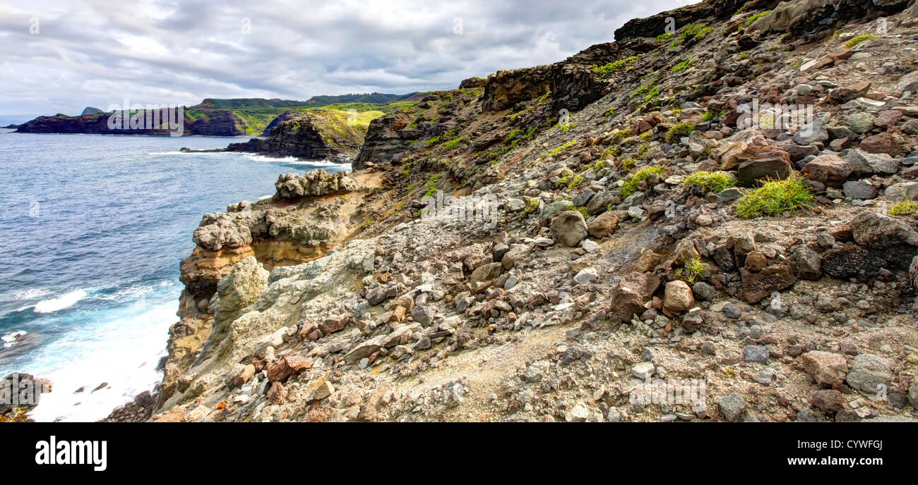 Island Maui tropical cliff coast line with ocean. Hawaii Stock Photo ...